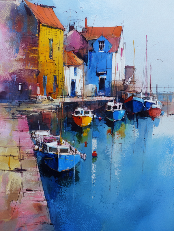 Boats At Anchor Oil Painting Canvas Print Wall Art for Living Room ...