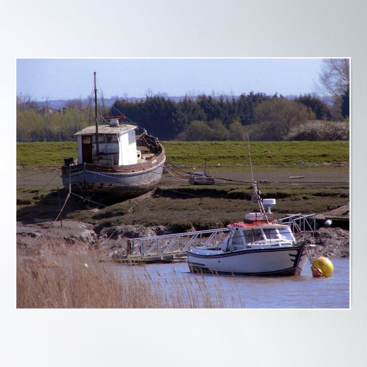Boats, Burnham And Highbridge Estuary. Poster Wall Art, Modern Wall ...