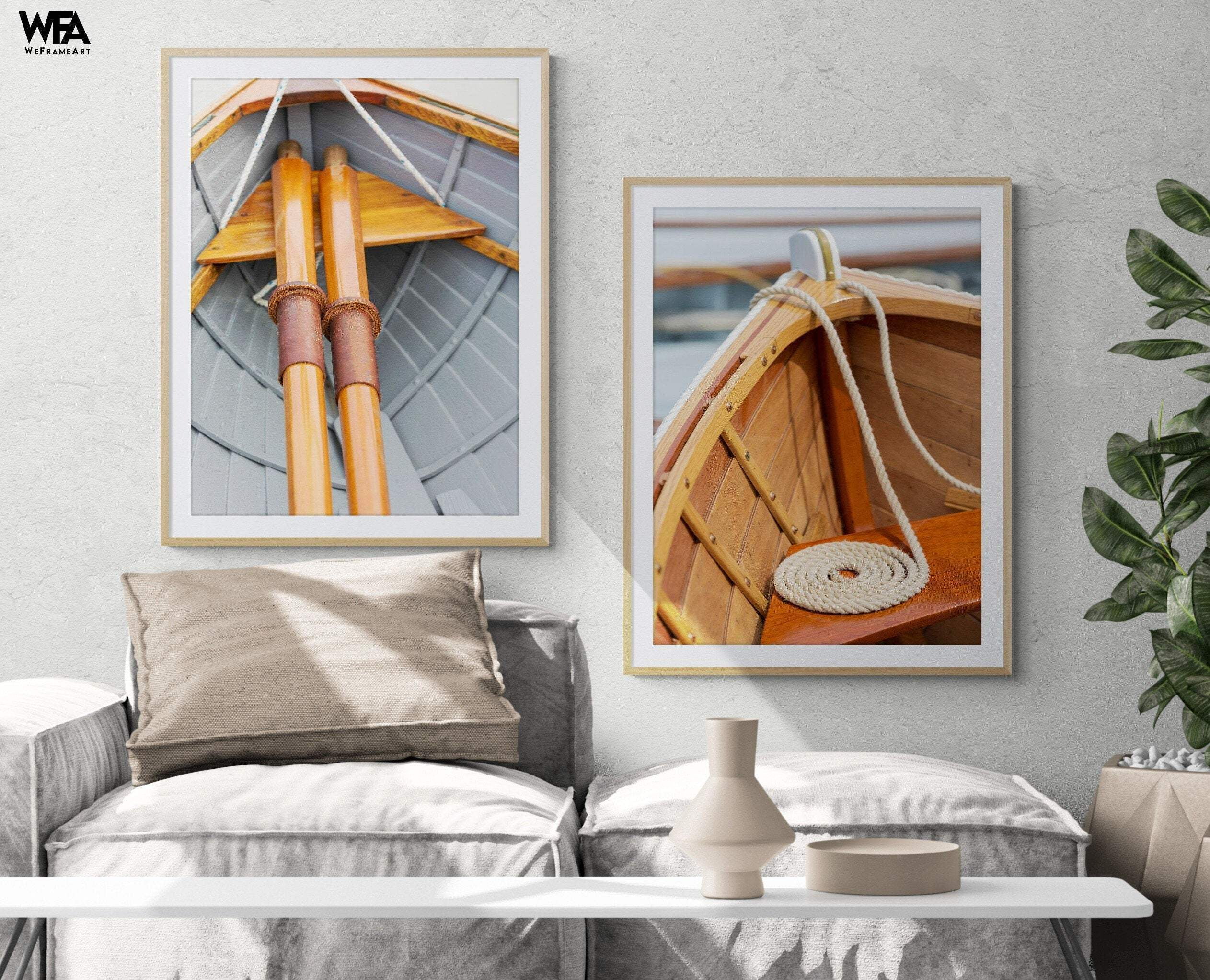Boats Photography Print, Set of 2 Framed Nautical Wall Art, Boat Art ...