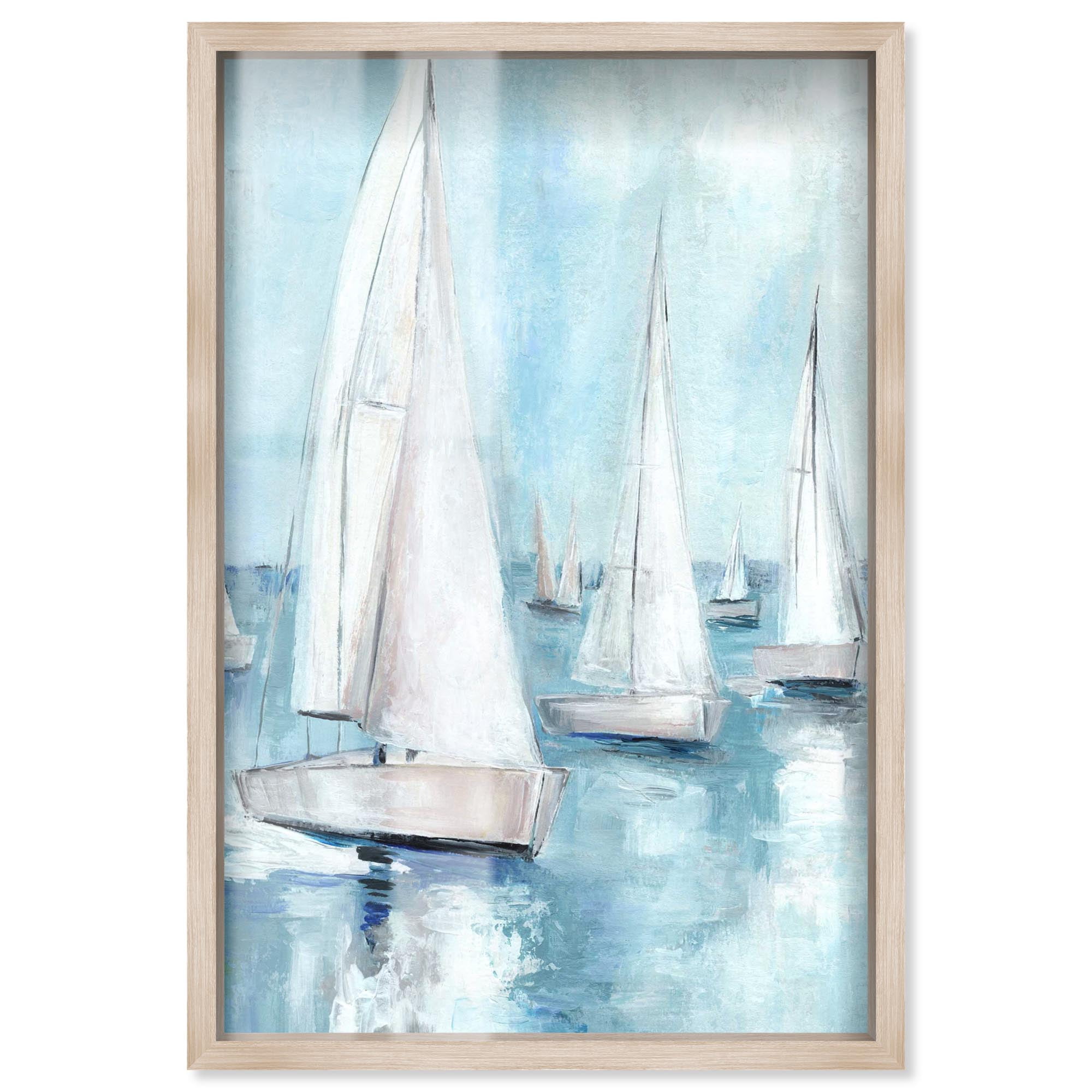 Boats on a Lake Shadowbox Print Coastal Bathroom Art by Art Remedy ...