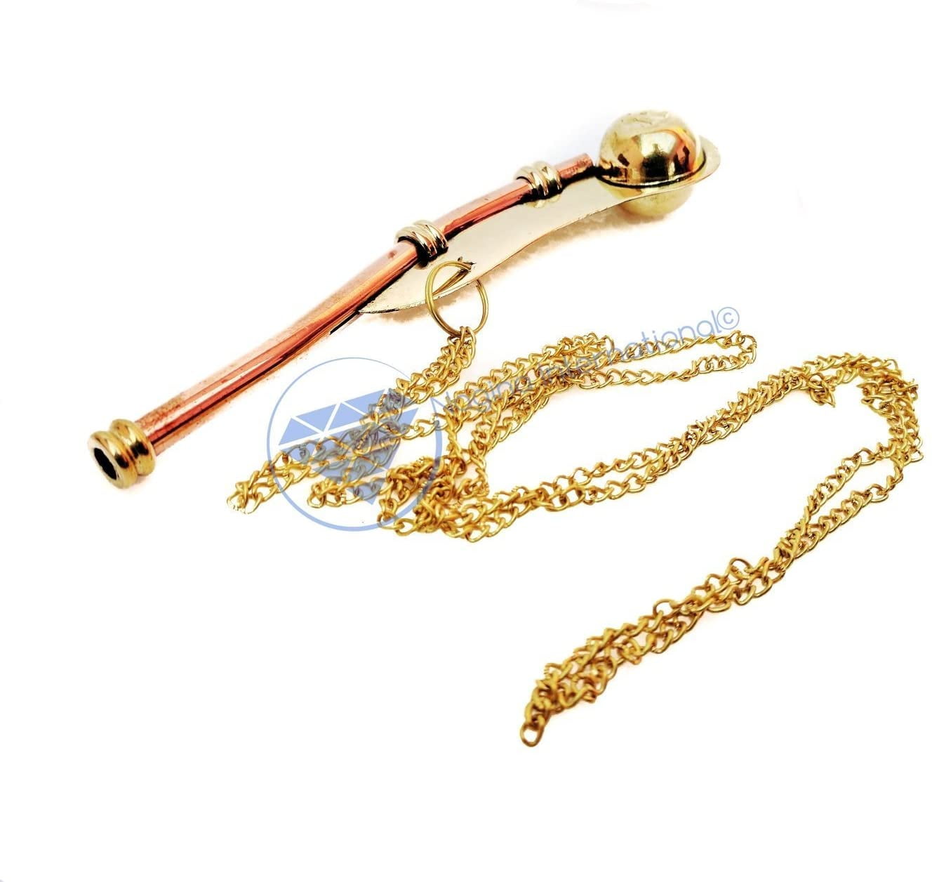Boatswain's Brass Crafted Bosun's Pipe Whistle With Chain & Handcrafted ...