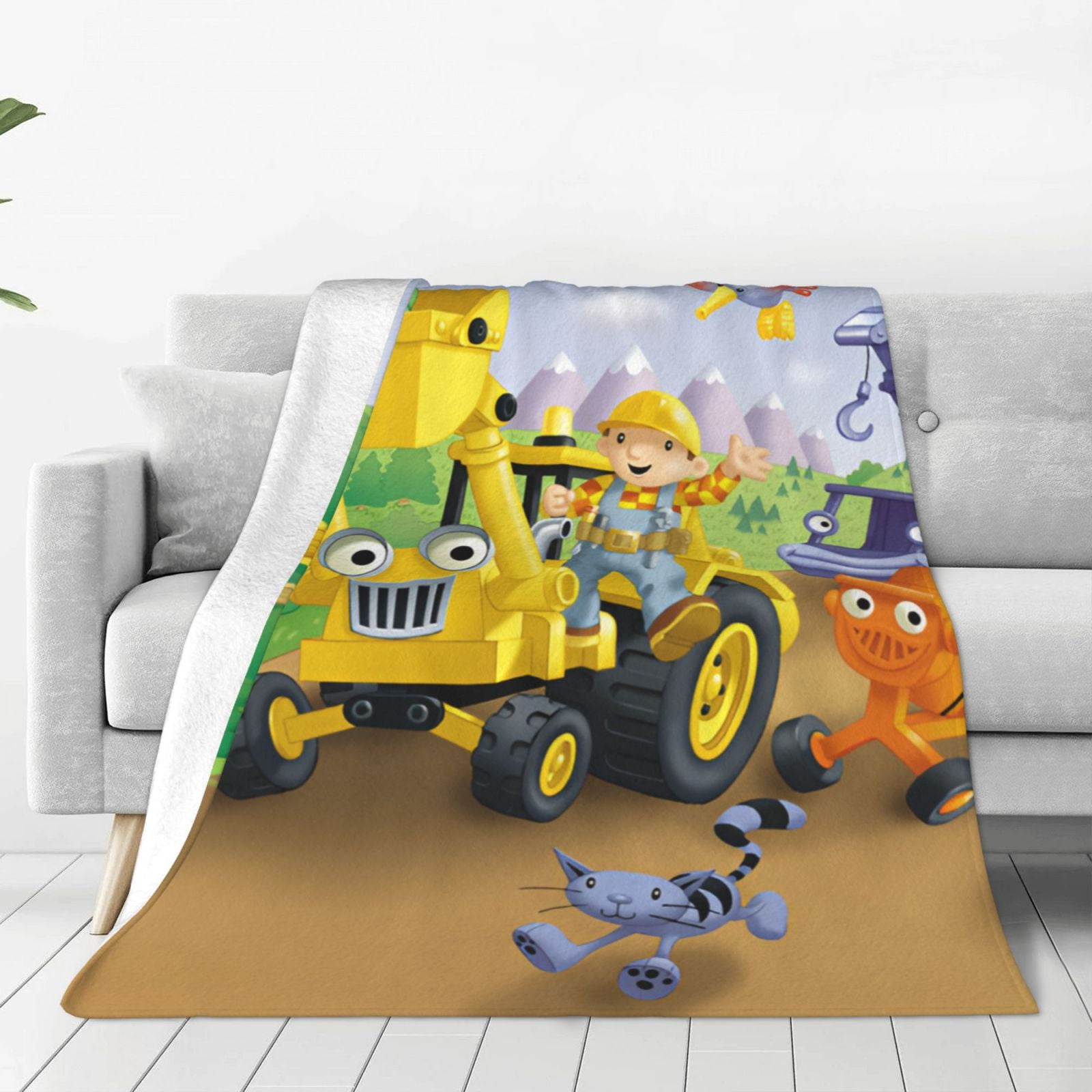 Bob The Builder Throw Blanket Couch Bed Sofa Soft Lightweight Warm Cozy ...