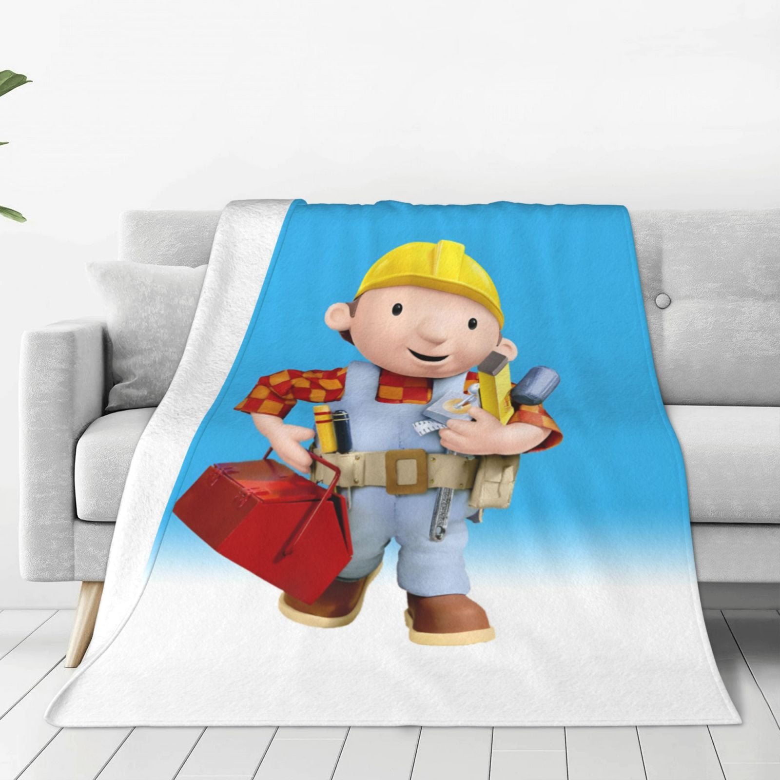 Bob The Builder Throw Blanket Couch Bed Sofa Soft Lightweight Warm Cozy ...