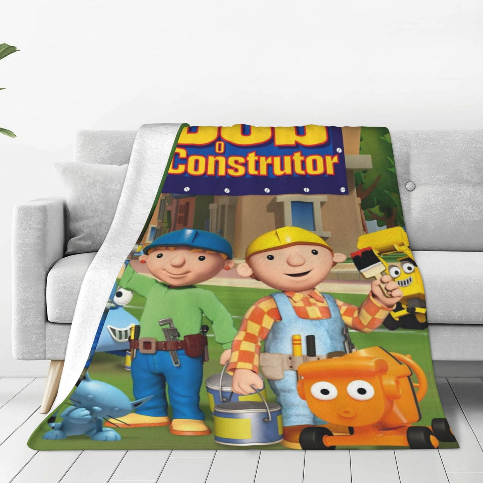 Bob The Builder Throw Blanket Couch Bed Sofa Soft Lightweight Warm Cozy ...