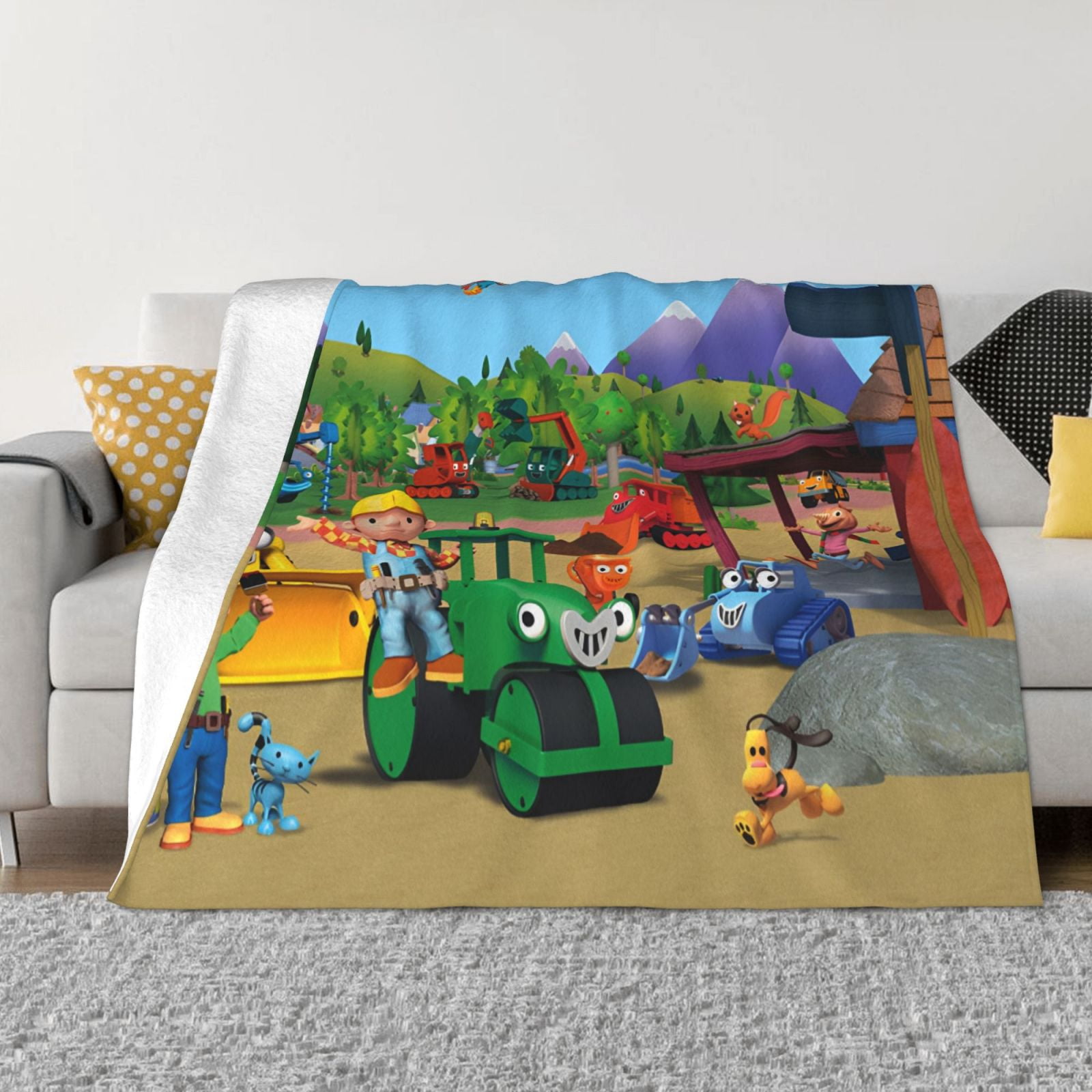 Bob The Builder Throw Blanket Couch Bed Sofa Soft Lightweight Warm Cozy ...