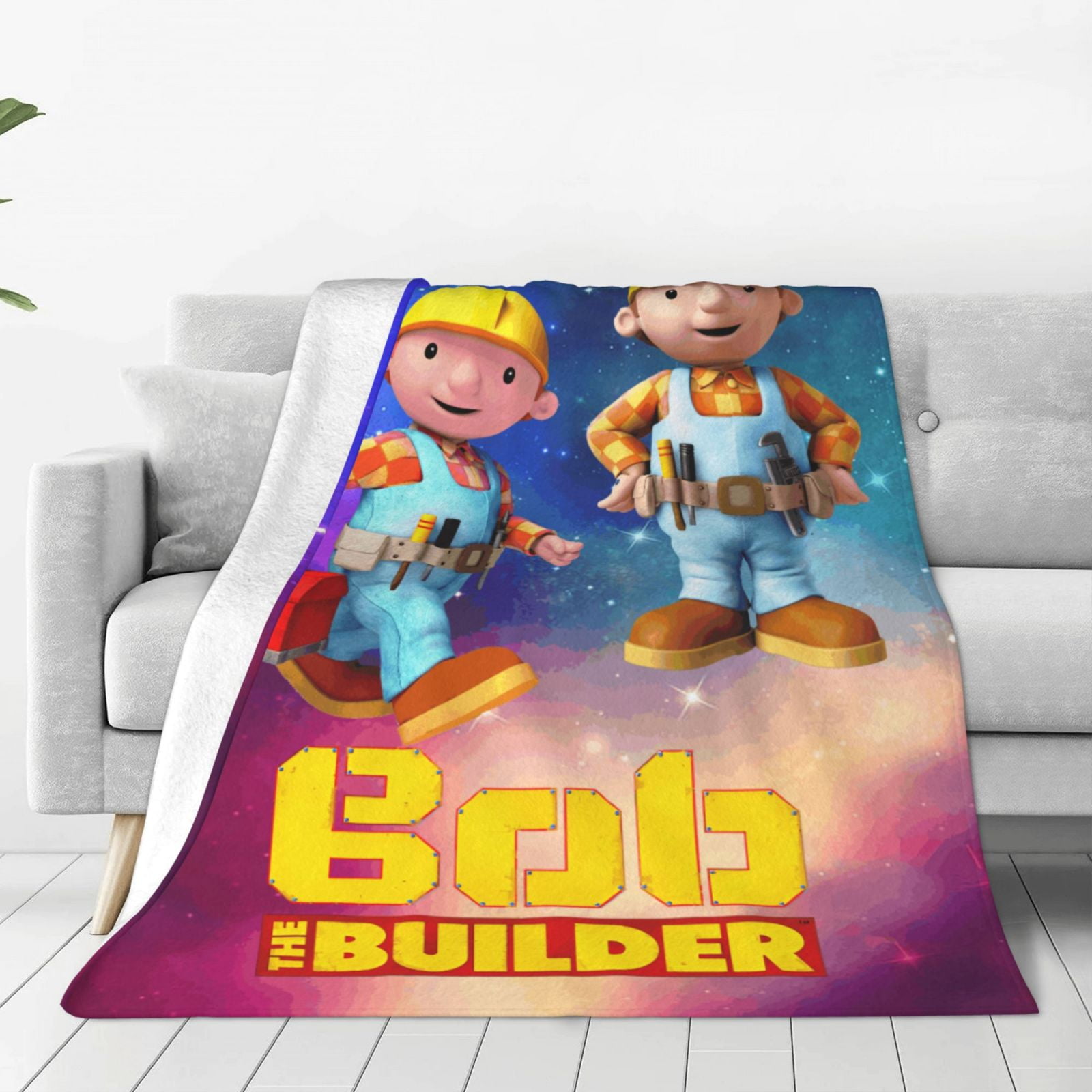 Bob The Builder Throw Blanket Couch Bed Sofa Soft Lightweight Warm Cozy ...