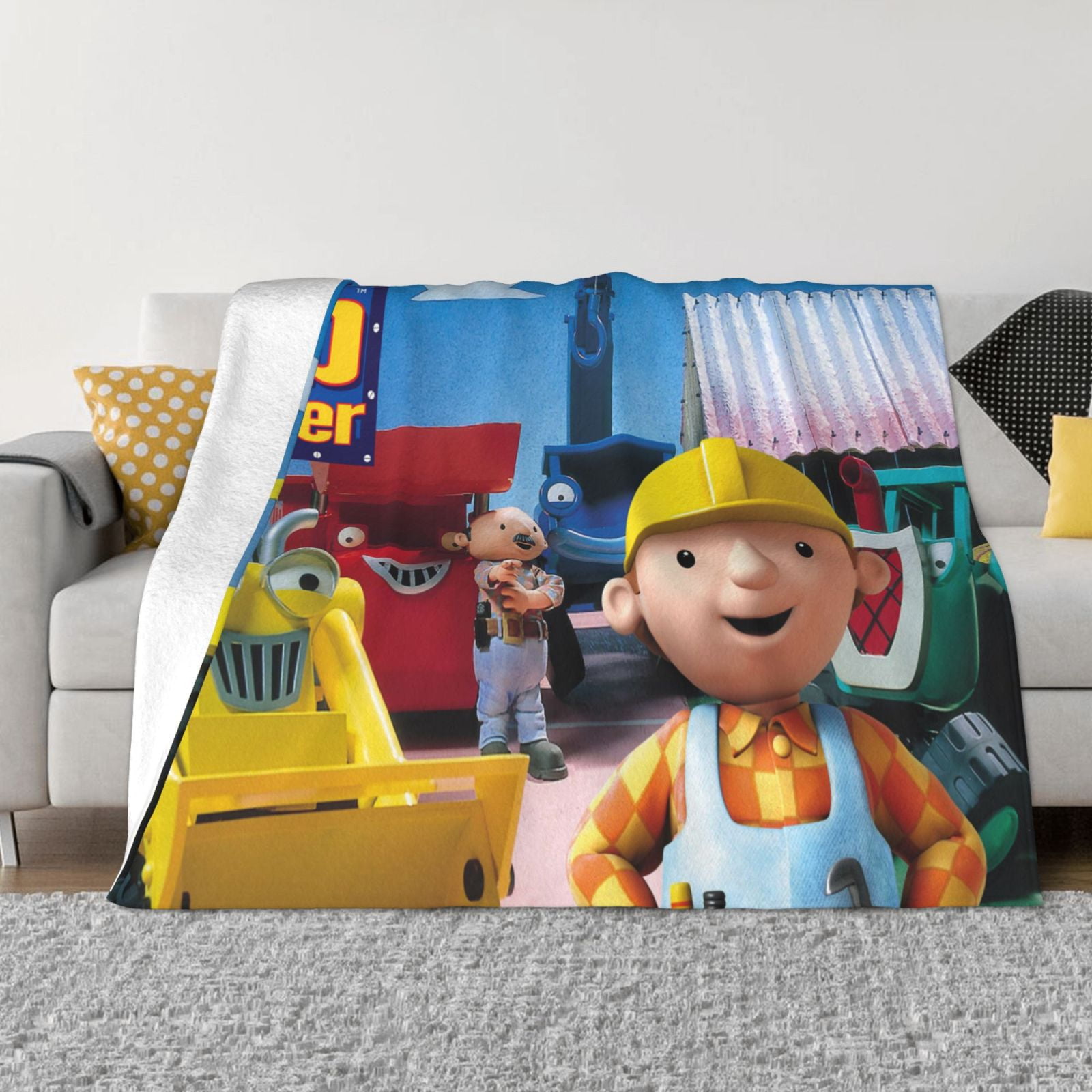 Bob The Builder Throw Blanket Couch Bed Sofa Soft Lightweight Warm Cozy ...