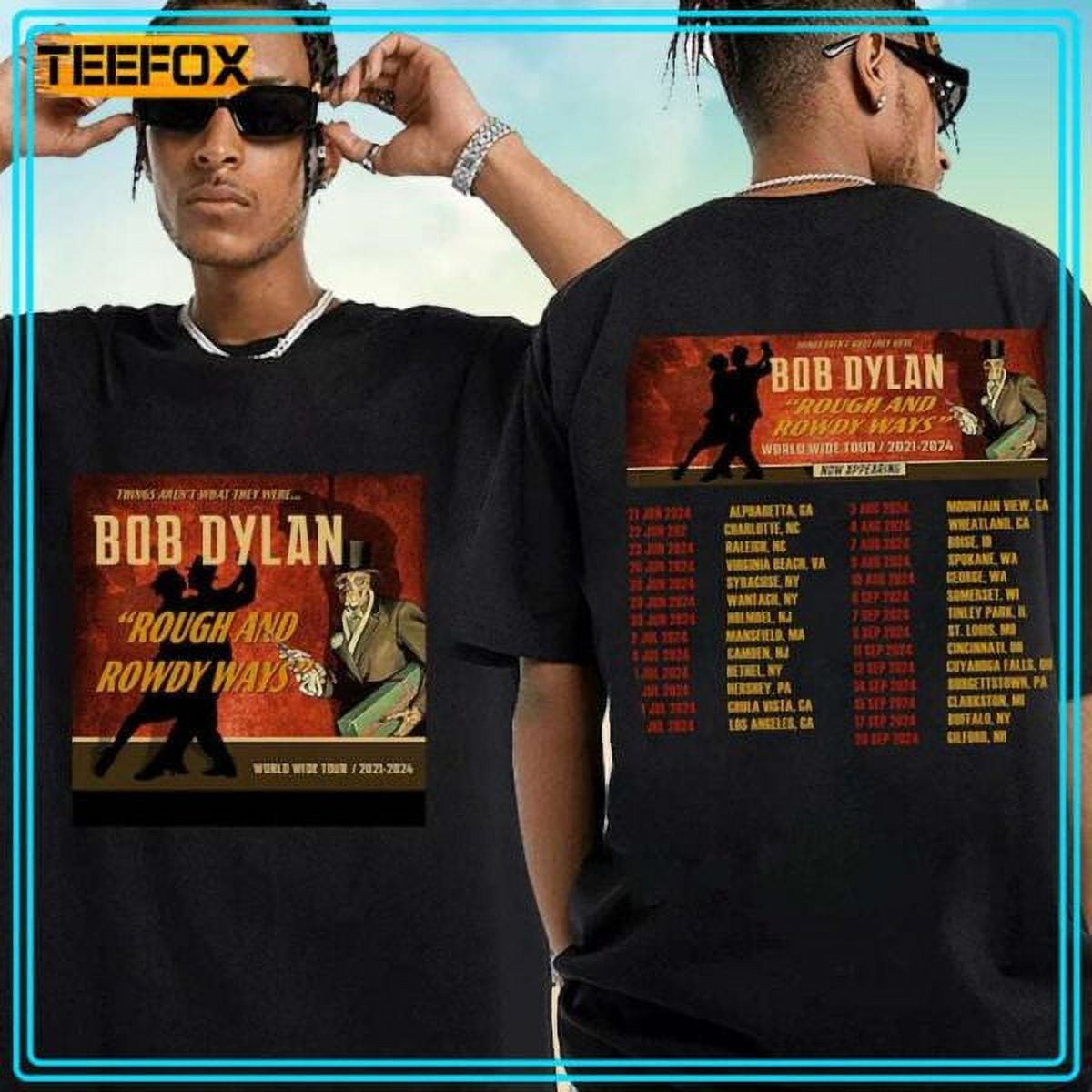 Bob Dylan Rough and Rowdy Ways World Wide Tour 2024 Concert T-Shirt ...