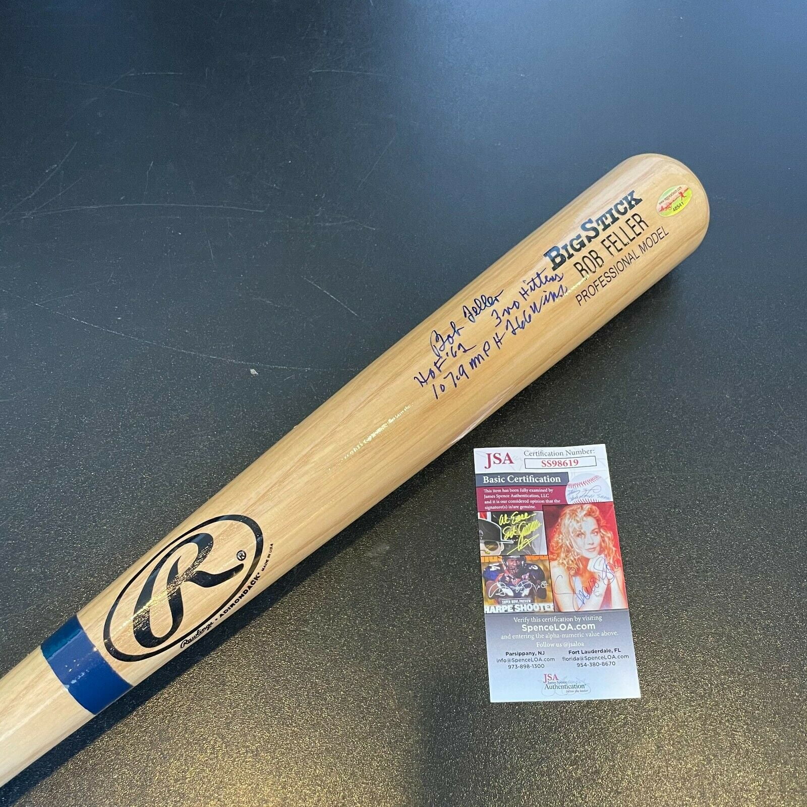 Bob Feller Signed Heavily Inscribed STATS Baseball Bat With JSA COA ...