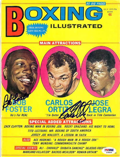 Bob Foster & Carlos Ortiz Autographed Boxing Illustrated Magazine Cover ...