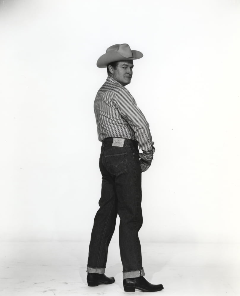 Bob Hope Posed Facing Backwards wearing Long Sleeves and Cowboy Hat ...