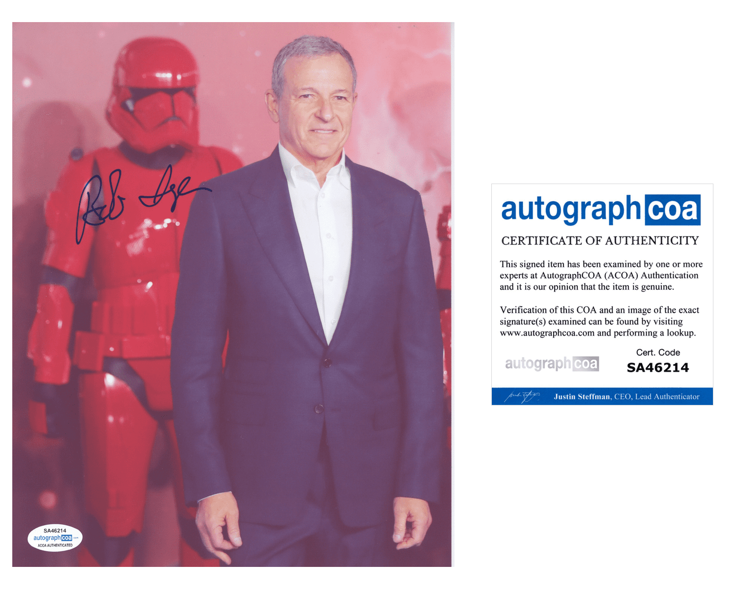 Bob Iger Robert Signed Autographed 8x10 Photo Walt Disney CEO ACOA COA ...