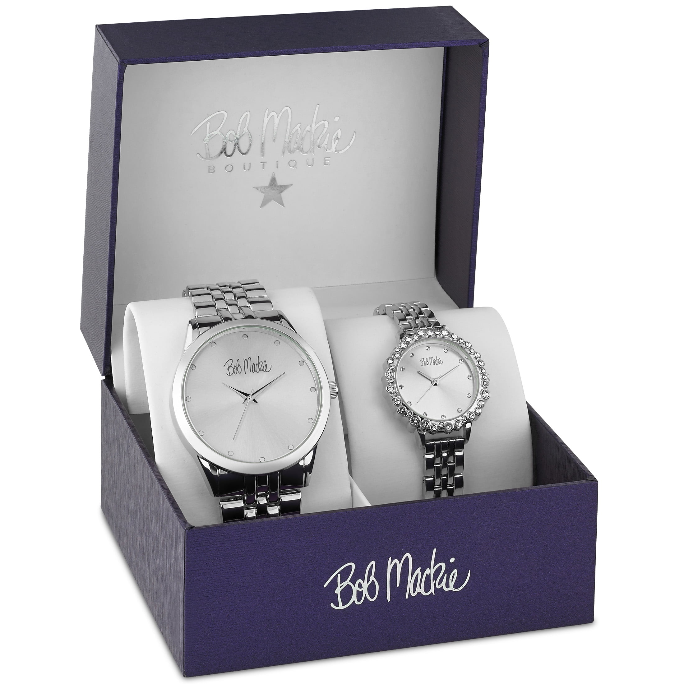 Bob Mackie Men's and Women's 2 Piece Watch Set BMS4010SS - Walmart.com