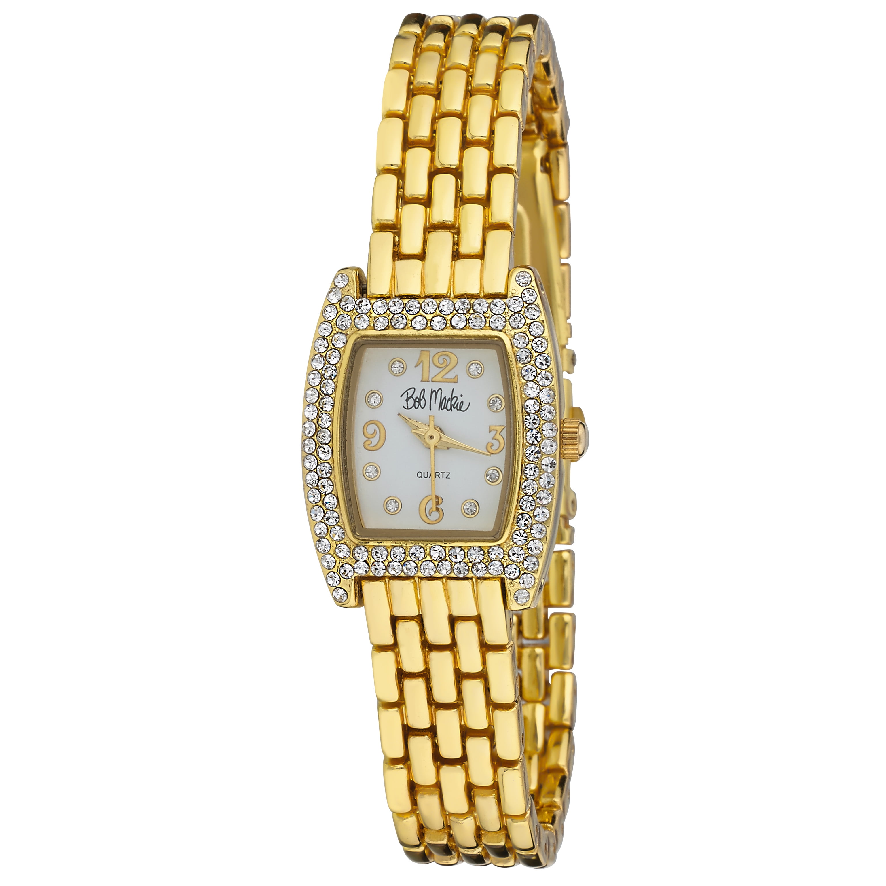 Bob Mackie Women's Gold Rhinestone Panther Link Watch - Walmart.com