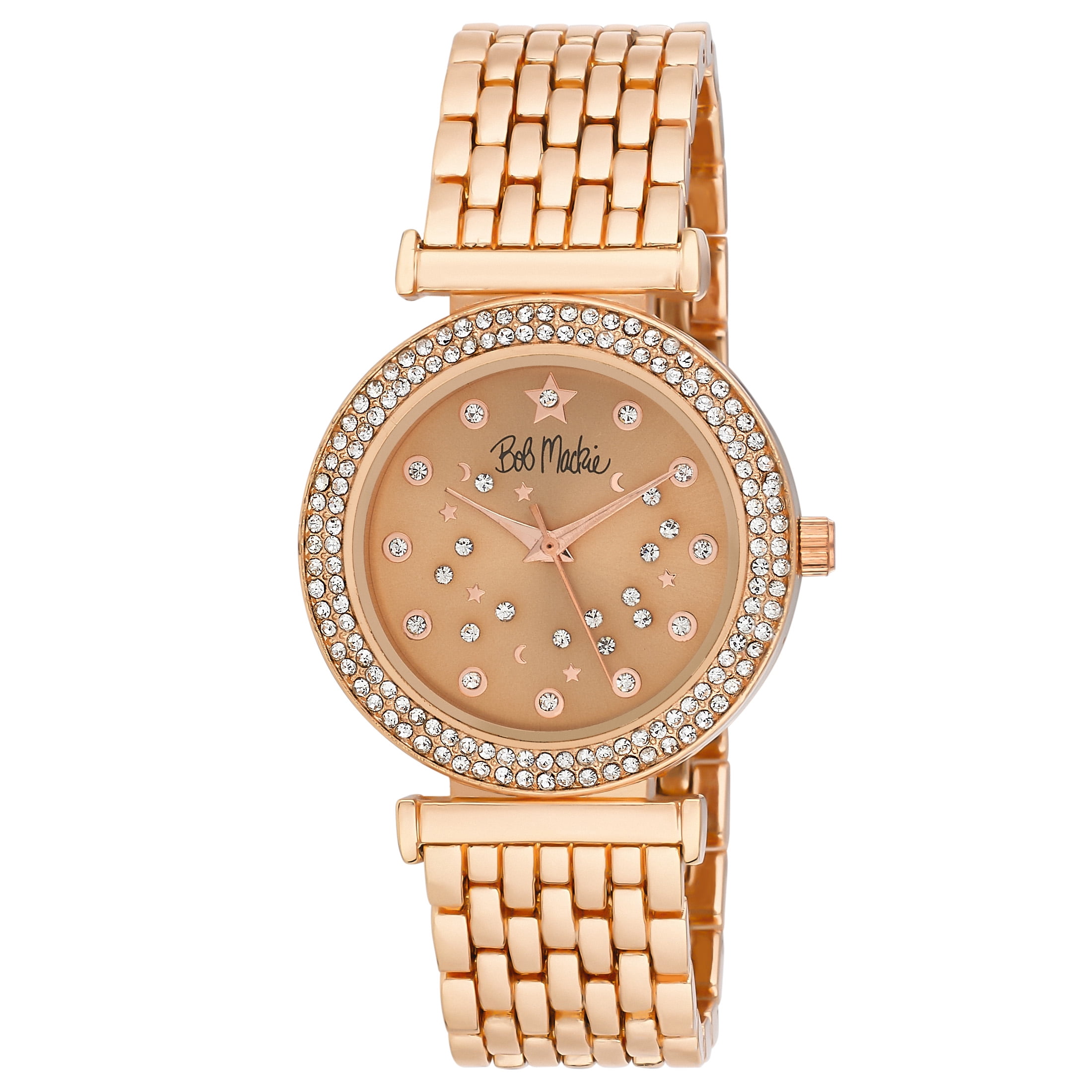 Bob Mackie Women's Rose Gold Unisex Constellation Dial Double Crystal ...