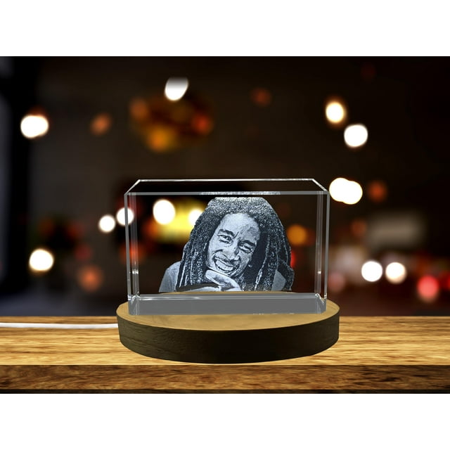 Bob Marley - A Reggae Legend Immortalized in 3D Engraved Crystal ...
