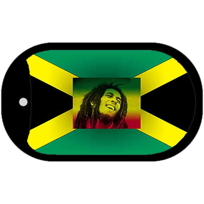 Bob Marley Jamaica Flag Metal Novelty Dog Tag Necklace DT-4215 2" x 1 ...