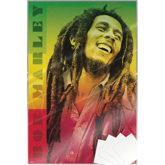 Bob Marley - Music Poster (Portrait - Jamaican Flag Colors) (Size: 24 ...