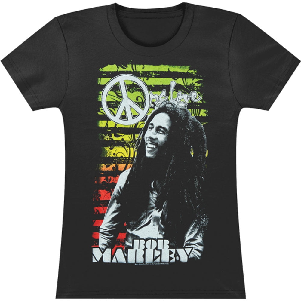 Bob Marley Peace Sign Stripes Girls Jr Soft tee Small Black - Walmart.com