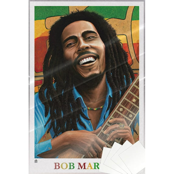 Bob Marley - Pop-Art Music Poster (Bob Masse Art - Tuff Gong - Smiling ...