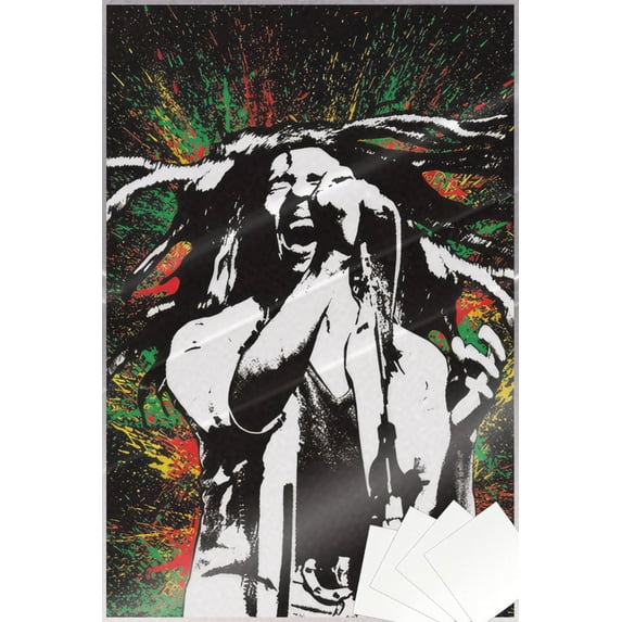 Bob Marley - Pop-Art Music Poster (Paint Splash - Jamaican Colors ...