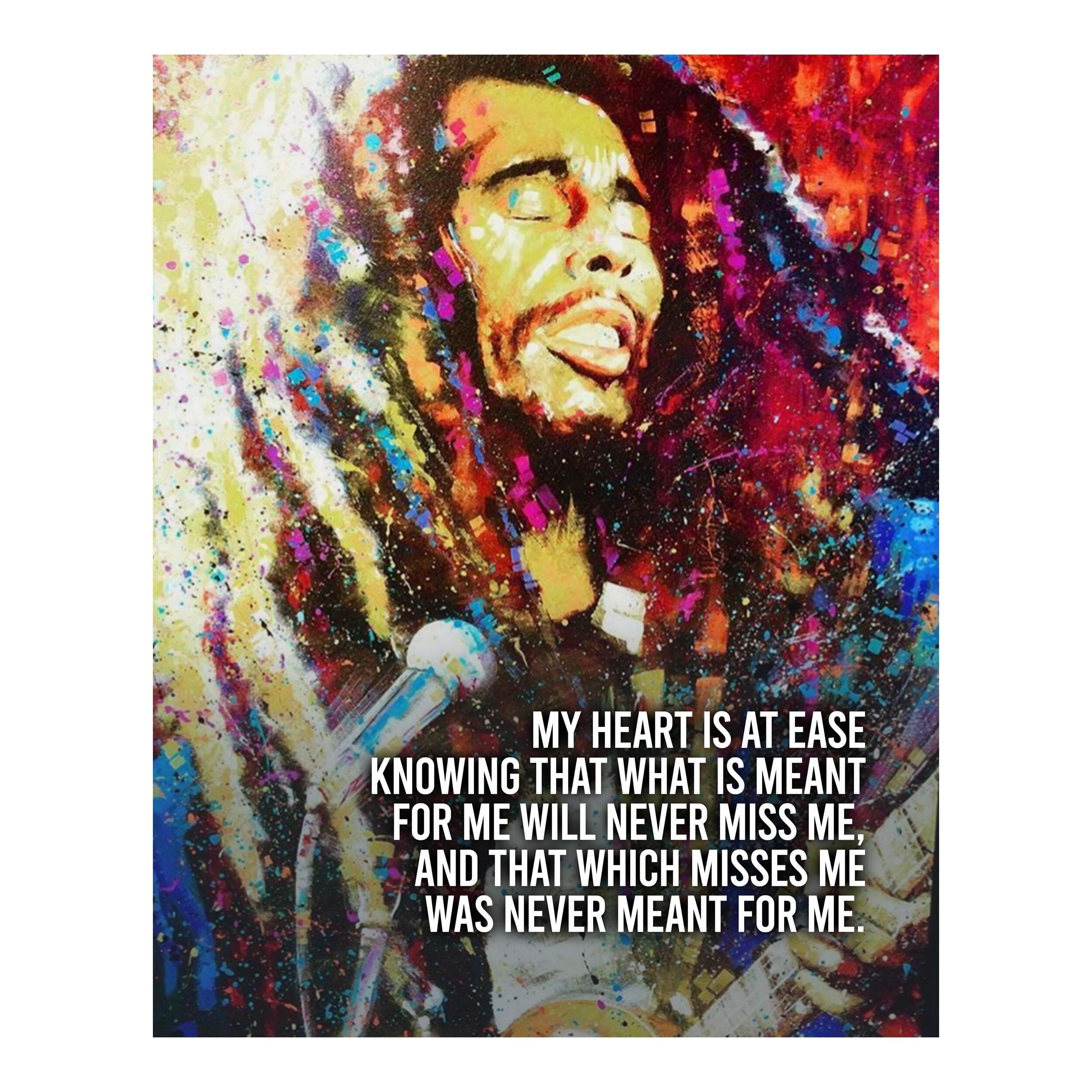 Bob Marley Quotes Wall Art Print - "My Heart Is At Ease" Inspirational ...