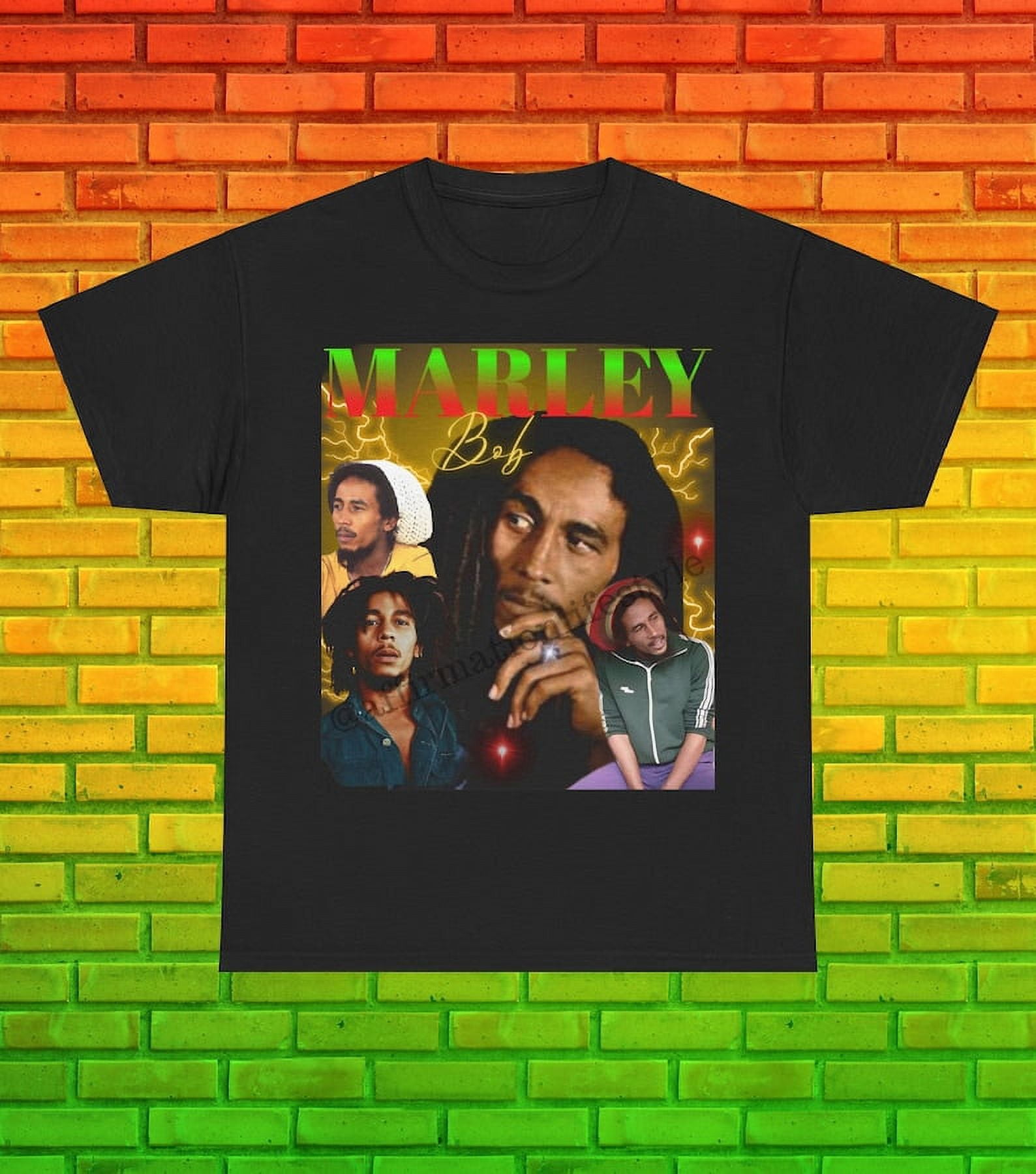 Bob Marley Throwback Retro Unisex Heavy Cotton Tee - Walmart.com