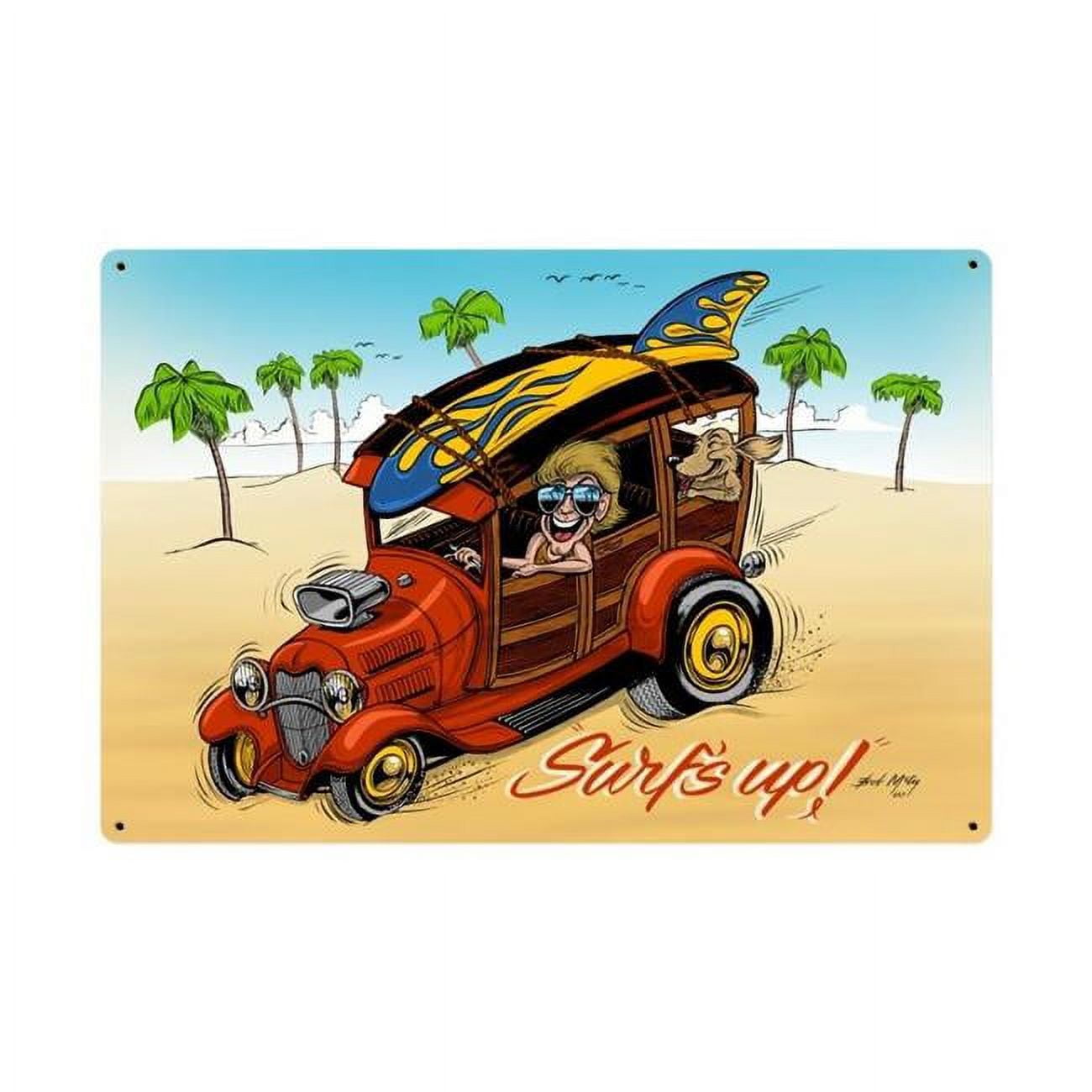 Bob McCoy BMC008 Surfs Up Vintage Metal Sign - Walmart.com