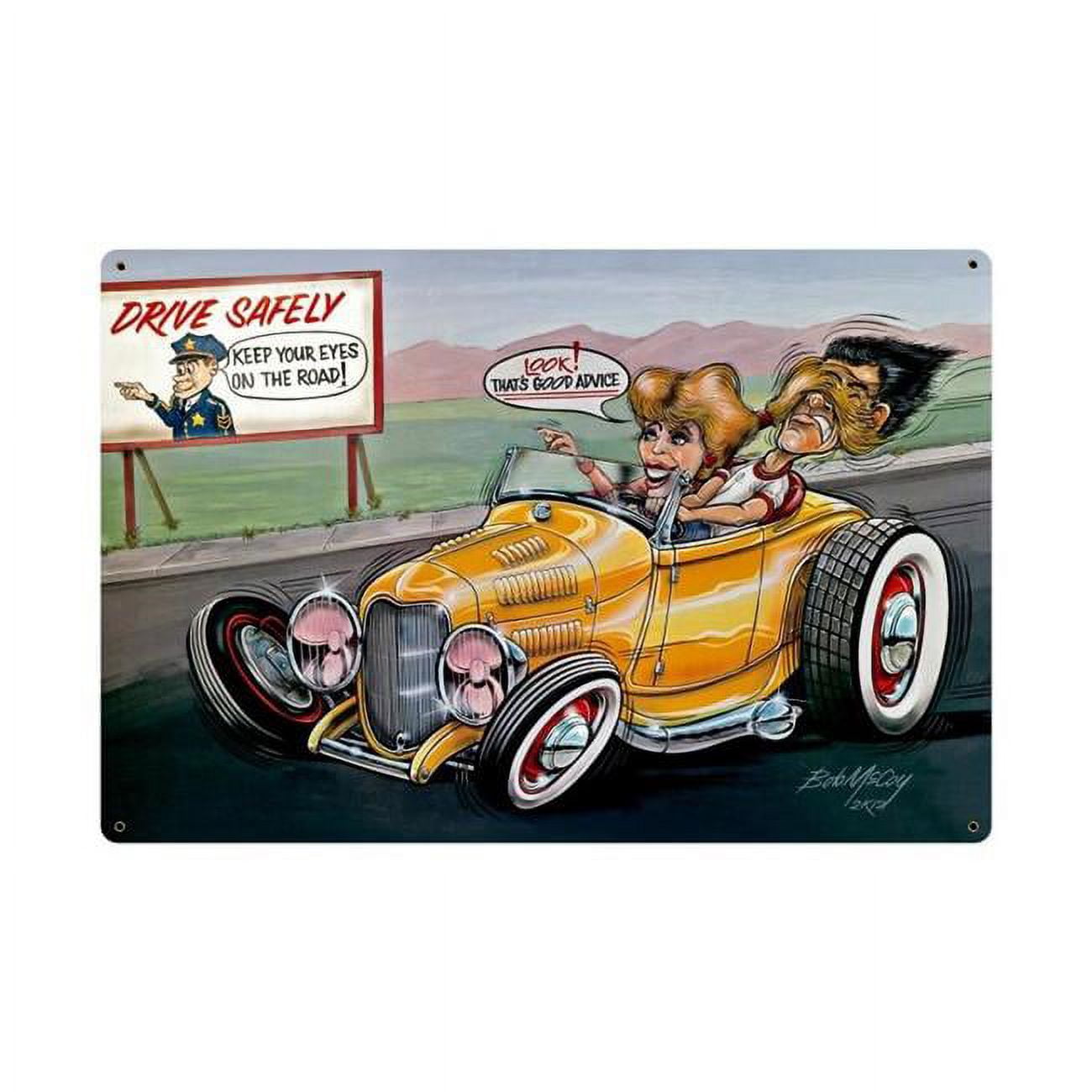 Bob McCoy BMC011 Drive Safely Vintage Metal Sign - Walmart.com