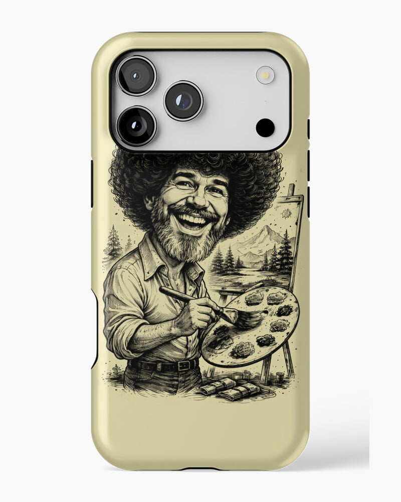 Bob Ross Cartoon H1632 Premium Durable Case for iPhone 17 16 15 14 13 ...