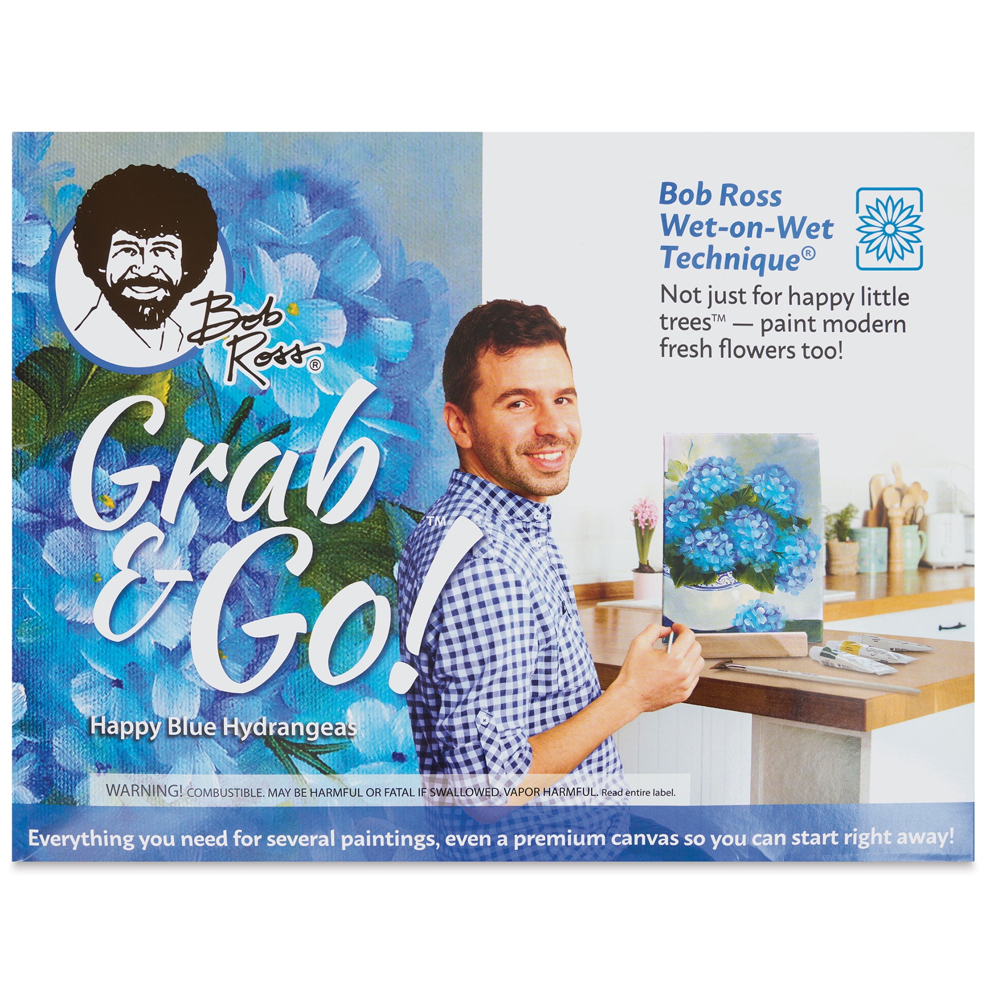 Bob Ross Grab and Go Floral Paint Kit - Happy Blue Hydrangeas - Walmart.com