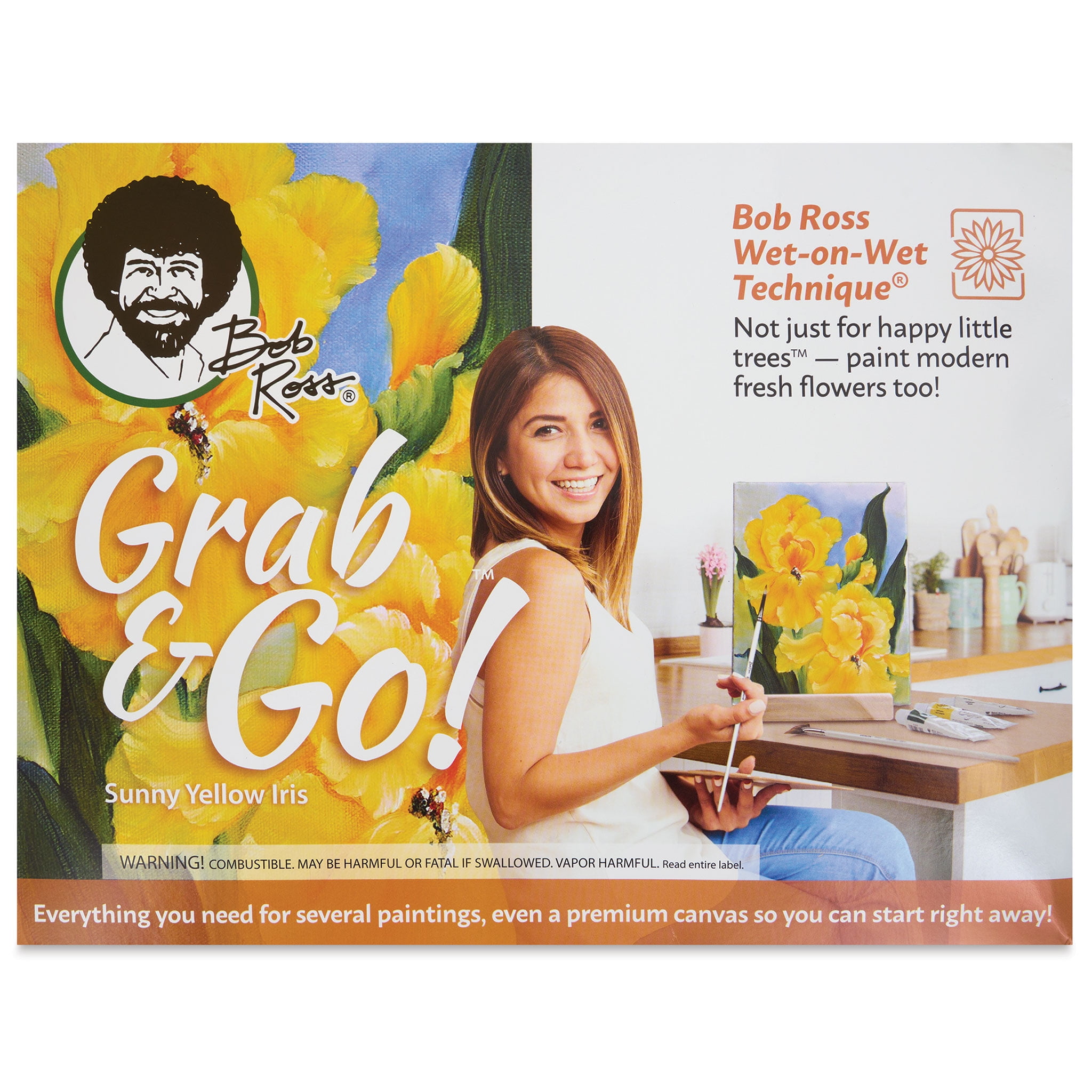 Bob Ross Grab and Go Floral Paint Kit - Sunny Yellow Iris - Walmart.com