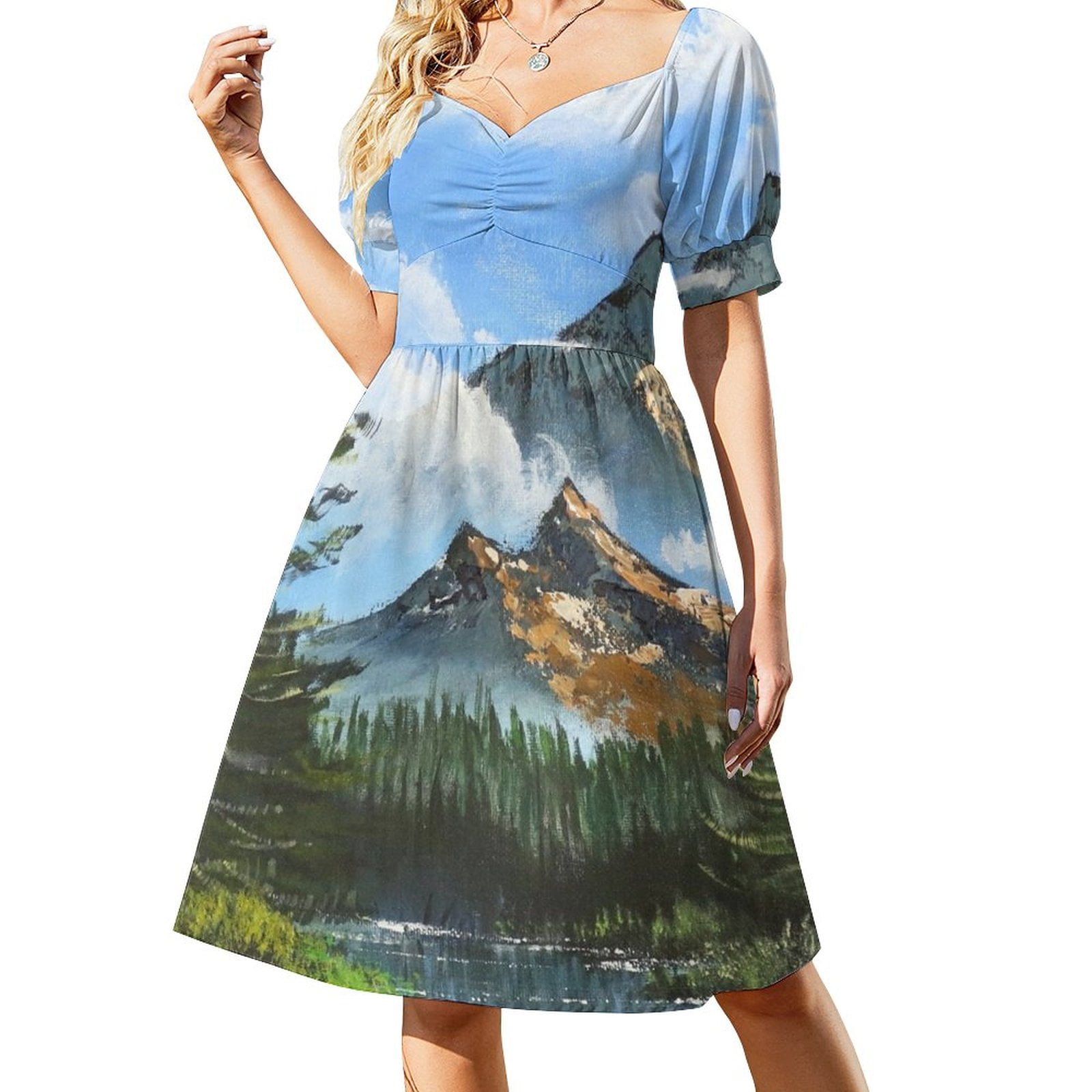 Bob Ross Inspired Landscape - Mountain Art Dress summer dress woman ...
