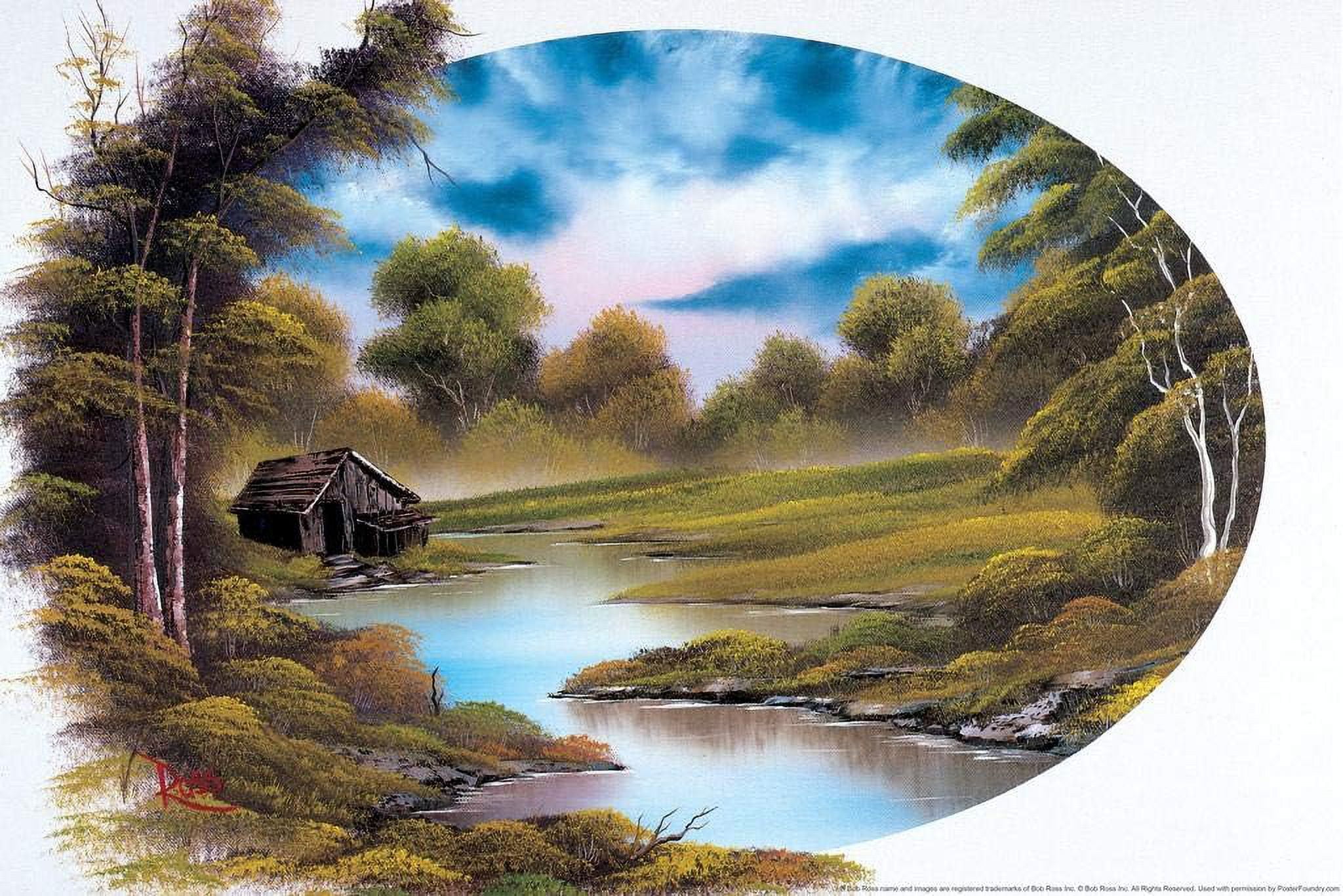 Bob Ross Lakeside Cabin Art Print Painting Bob Ross Poster Bob Ross ...