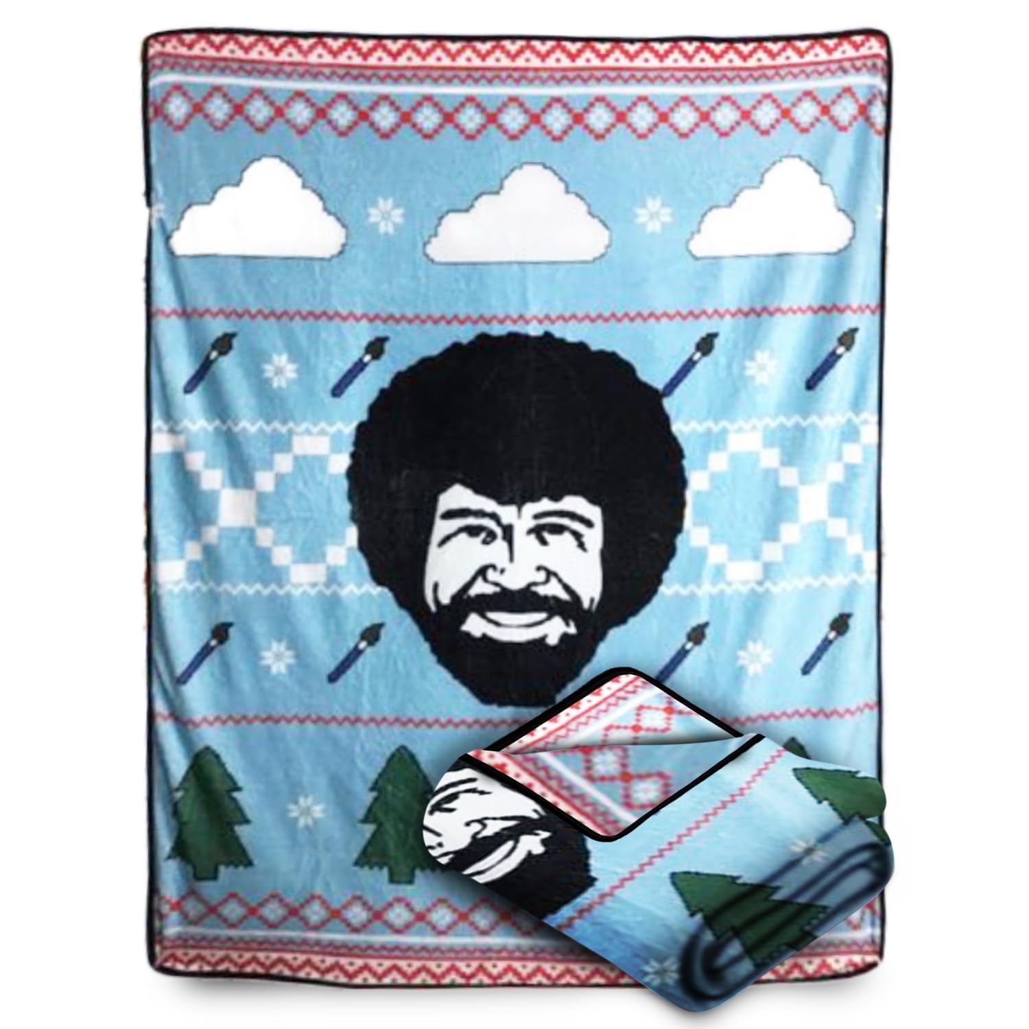 Bazillion Dreams Bob Ross Paint Happy Trees Softest Comfy Throw Blanket ...