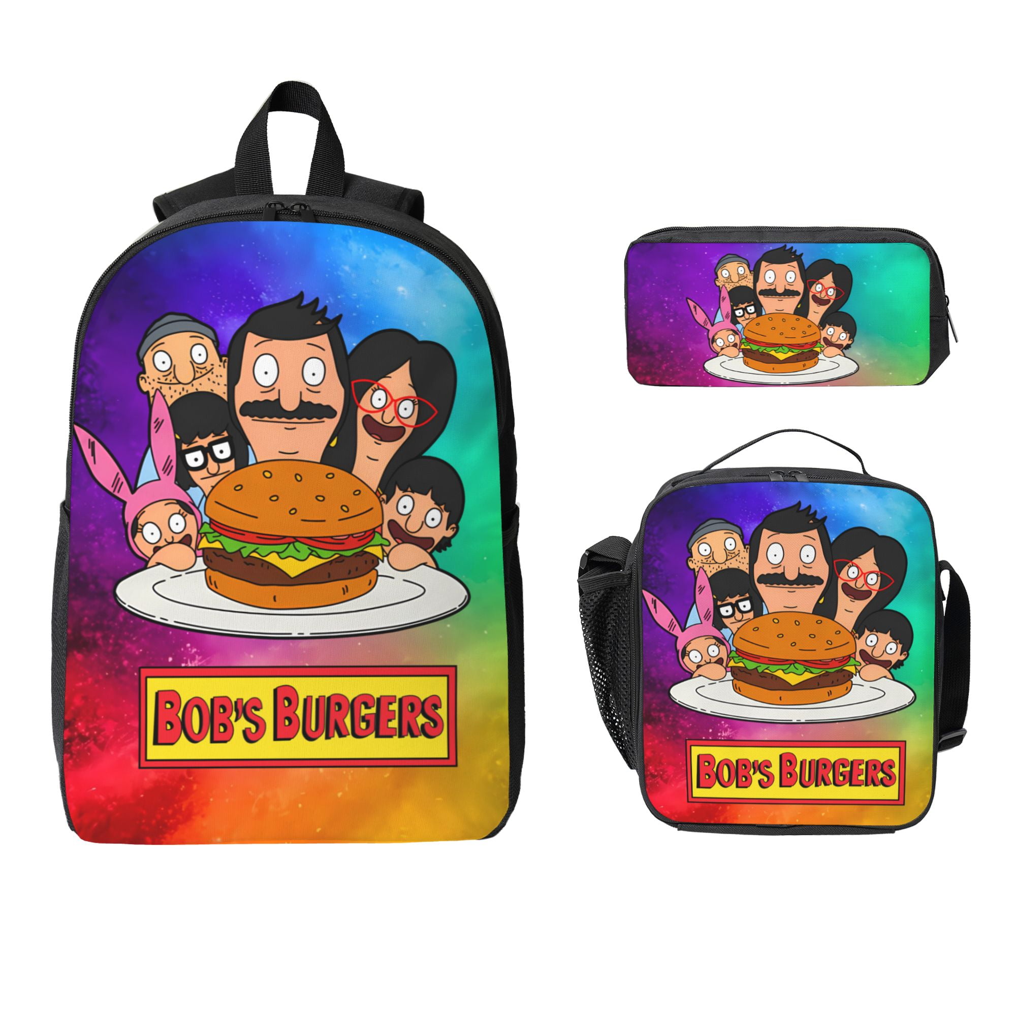 Bob'S Burgers 3 Piece Backpack Set with Lunch Bag Pencil Case , High ...