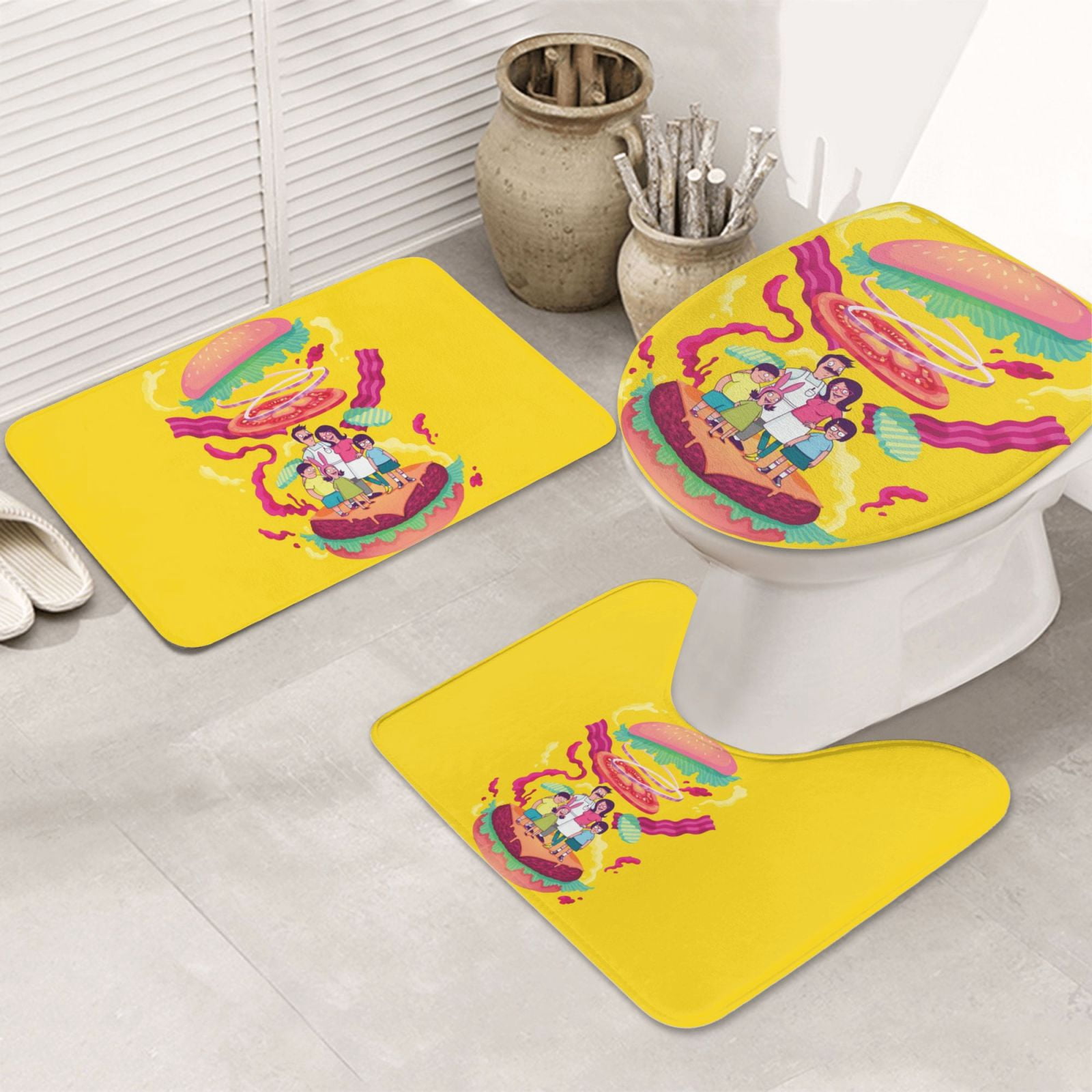 Bob'S Burgers 3 Piece Bathroom Rug Set, Bath Mats Set With U-Shaped ...