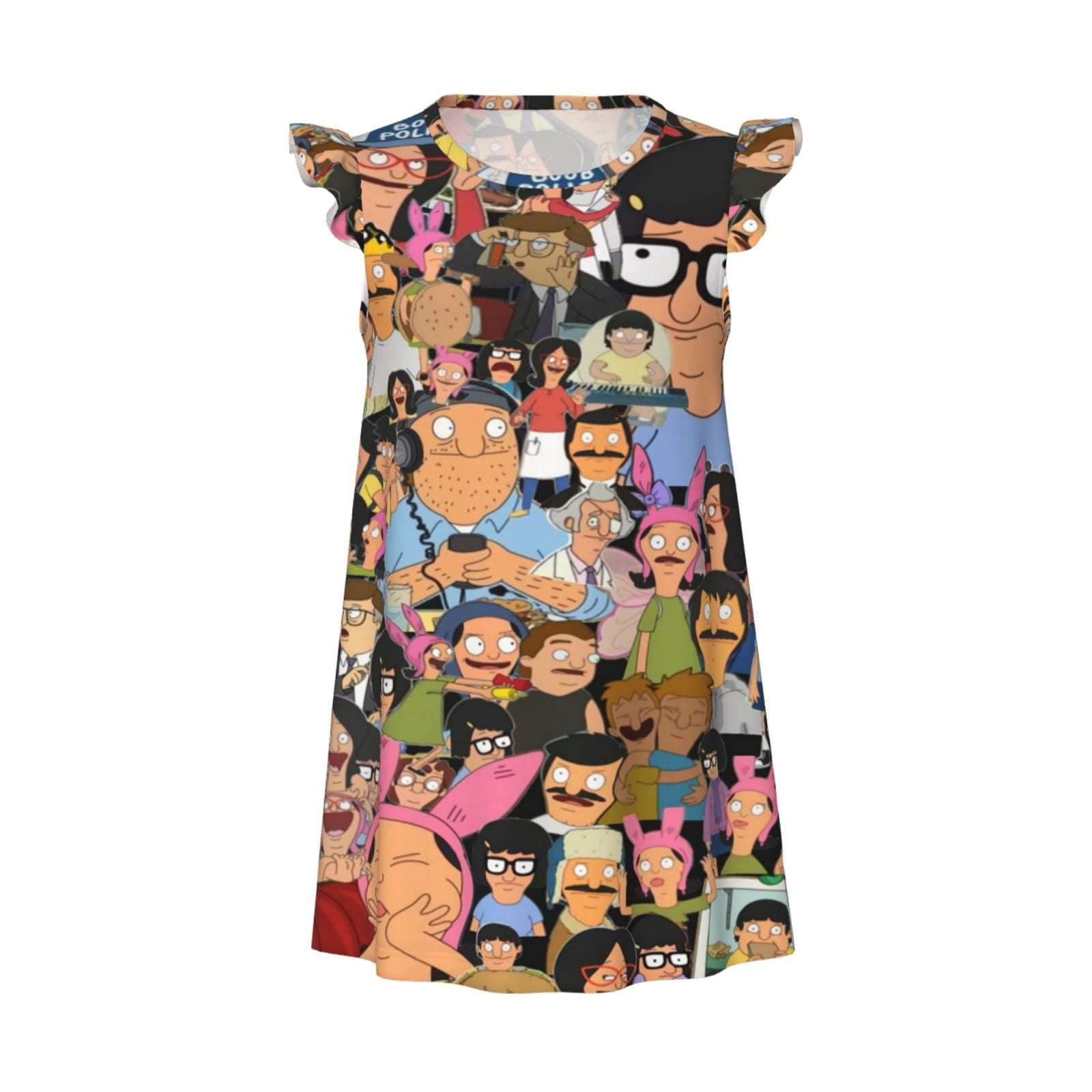Bob'S Burgers Little Girls Nightgowns Soft Flutter Sleeve Night Dress ...