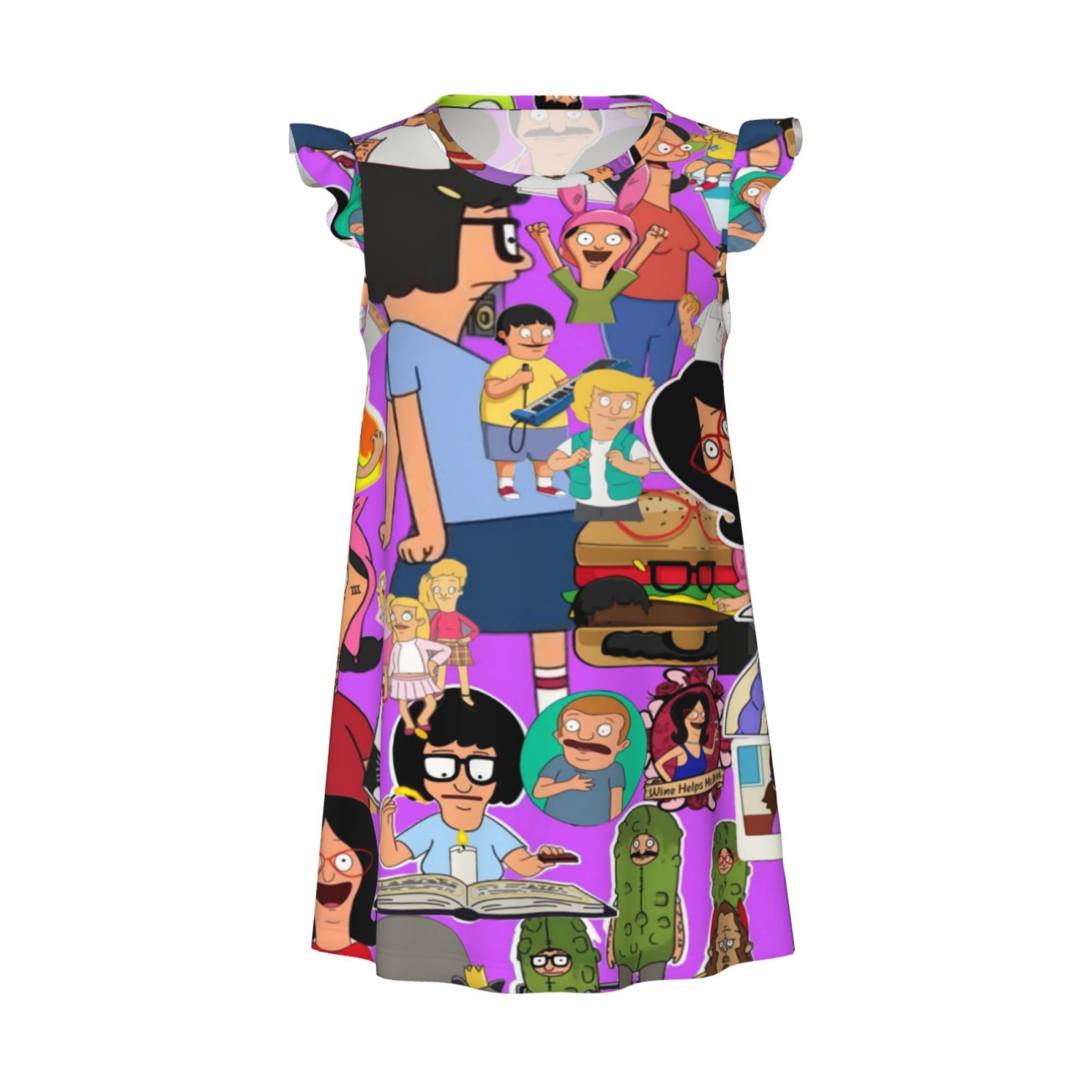 Bob'S Burgers Little Girls Nightgowns Soft Flutter Sleeve Night Dress ...
