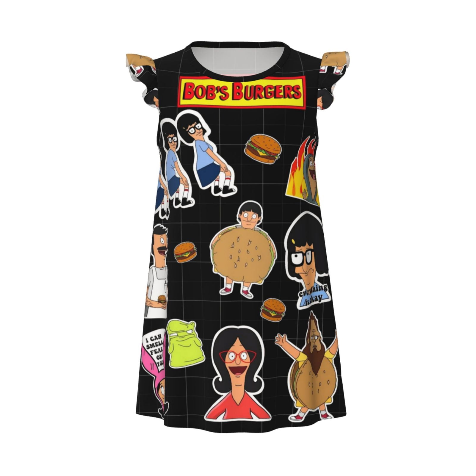 Bob'S Burgers Little Girls Nightgowns Soft Flutter Sleeve Night Dress ...