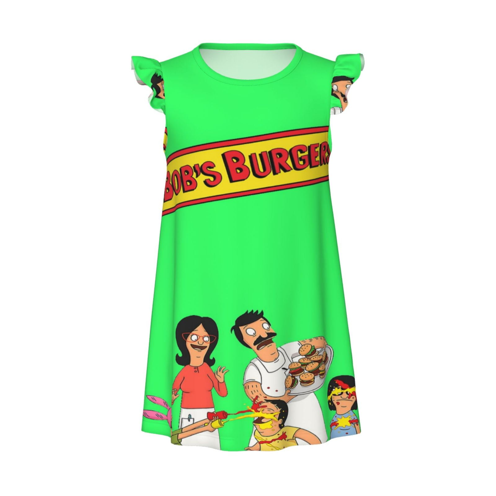 Bob'S Burgers Little Girls Nightgowns Soft Flutter Sleeve Night Dress ...