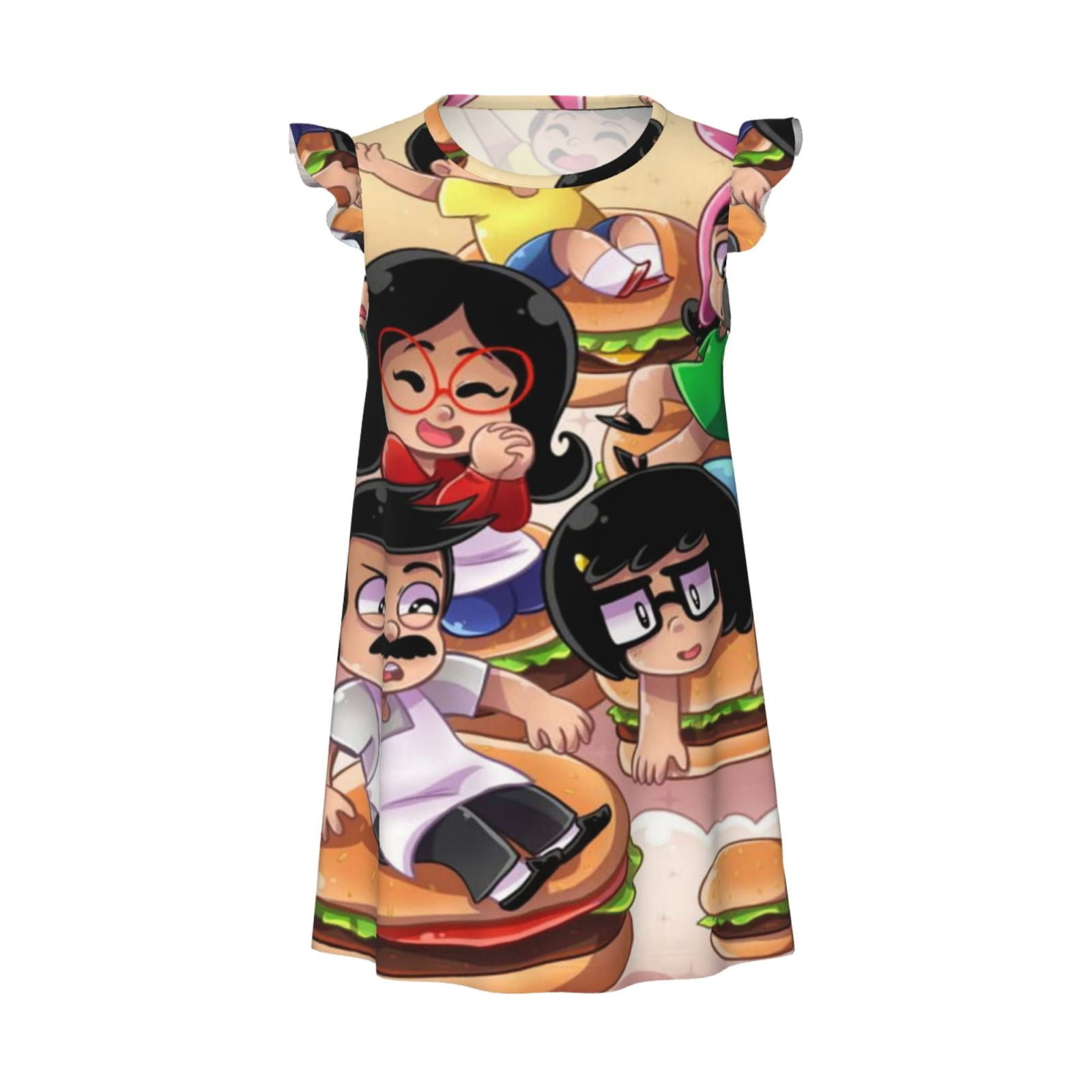 Bob'S Burgers Little Girls Nightgowns Soft Flutter Sleeve Night Dress ...