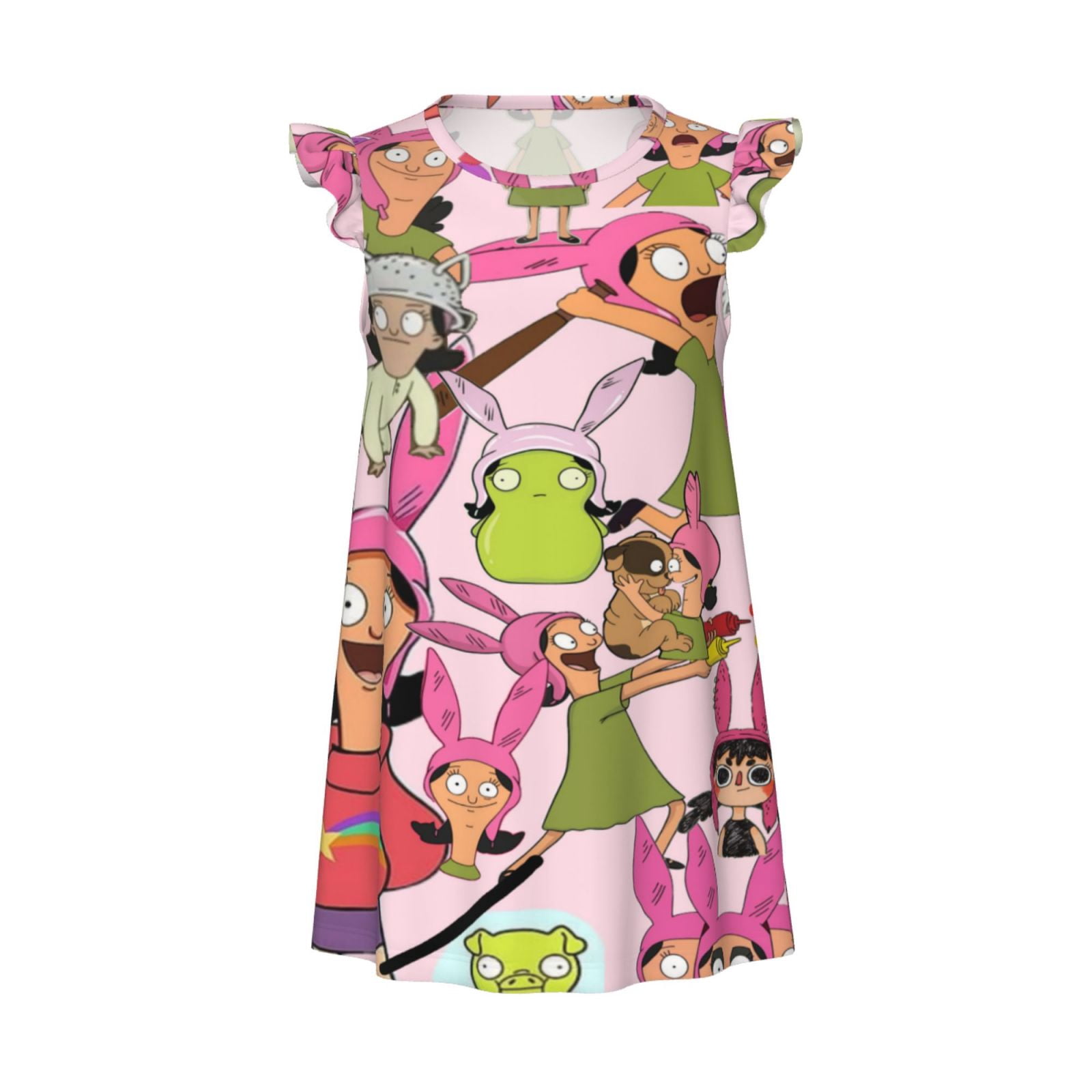 Bob'S Burgers Little Girls Nightgowns Soft Flutter Sleeve Night Dress ...