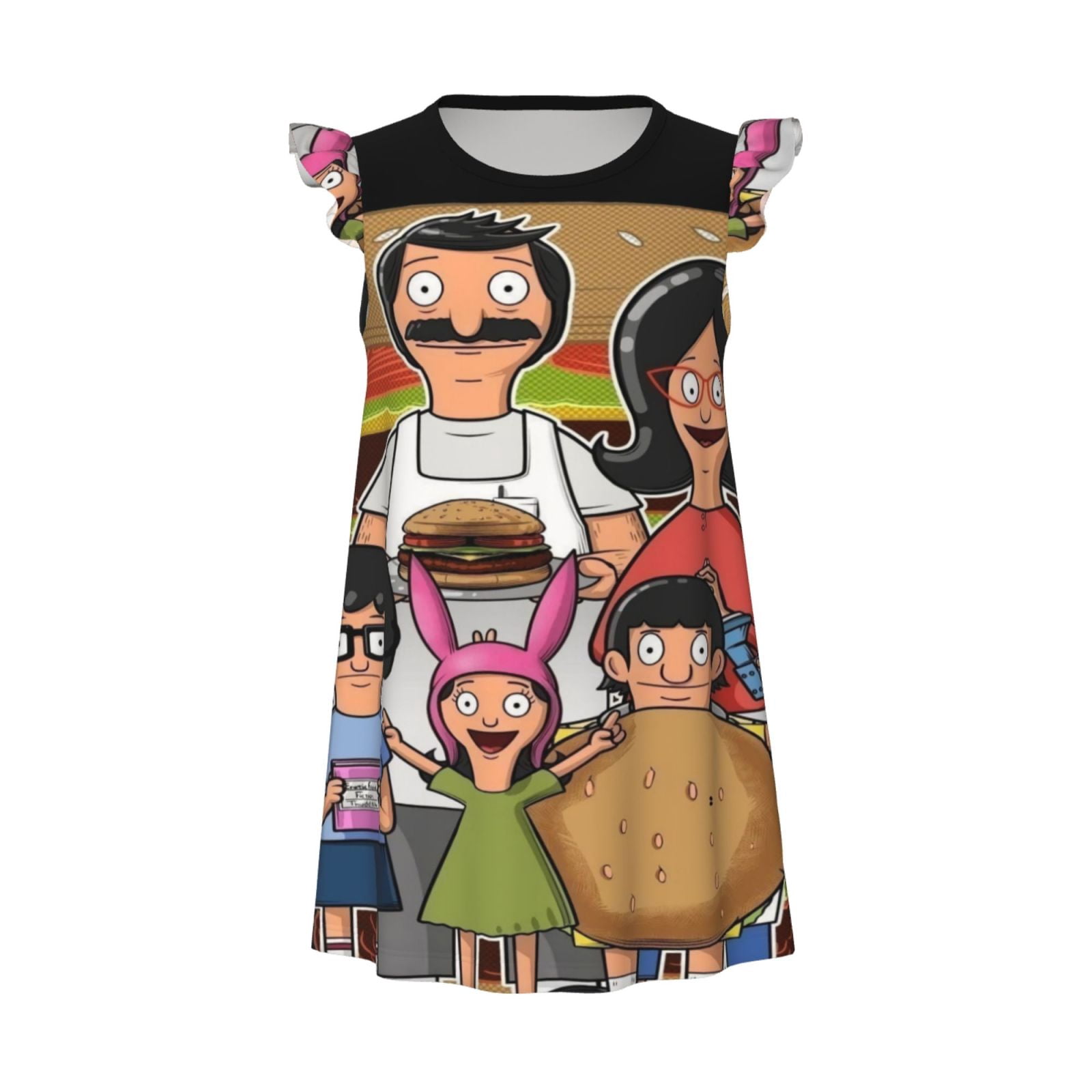 Bob'S Burgers Little Girls Nightgowns Soft Flutter Sleeve Night Dress ...