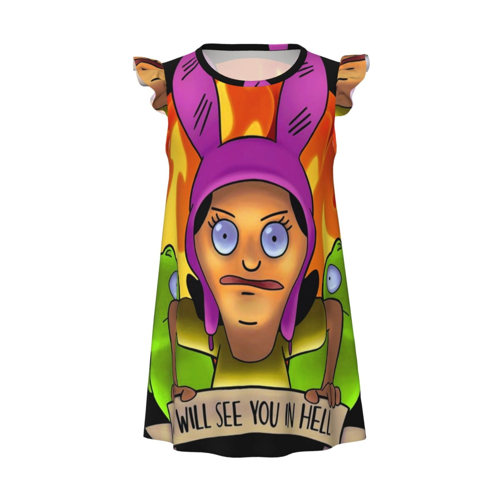 Bob'S Burgers Little Girls Nightgowns Soft Flutter Sleeve Night Dress ...