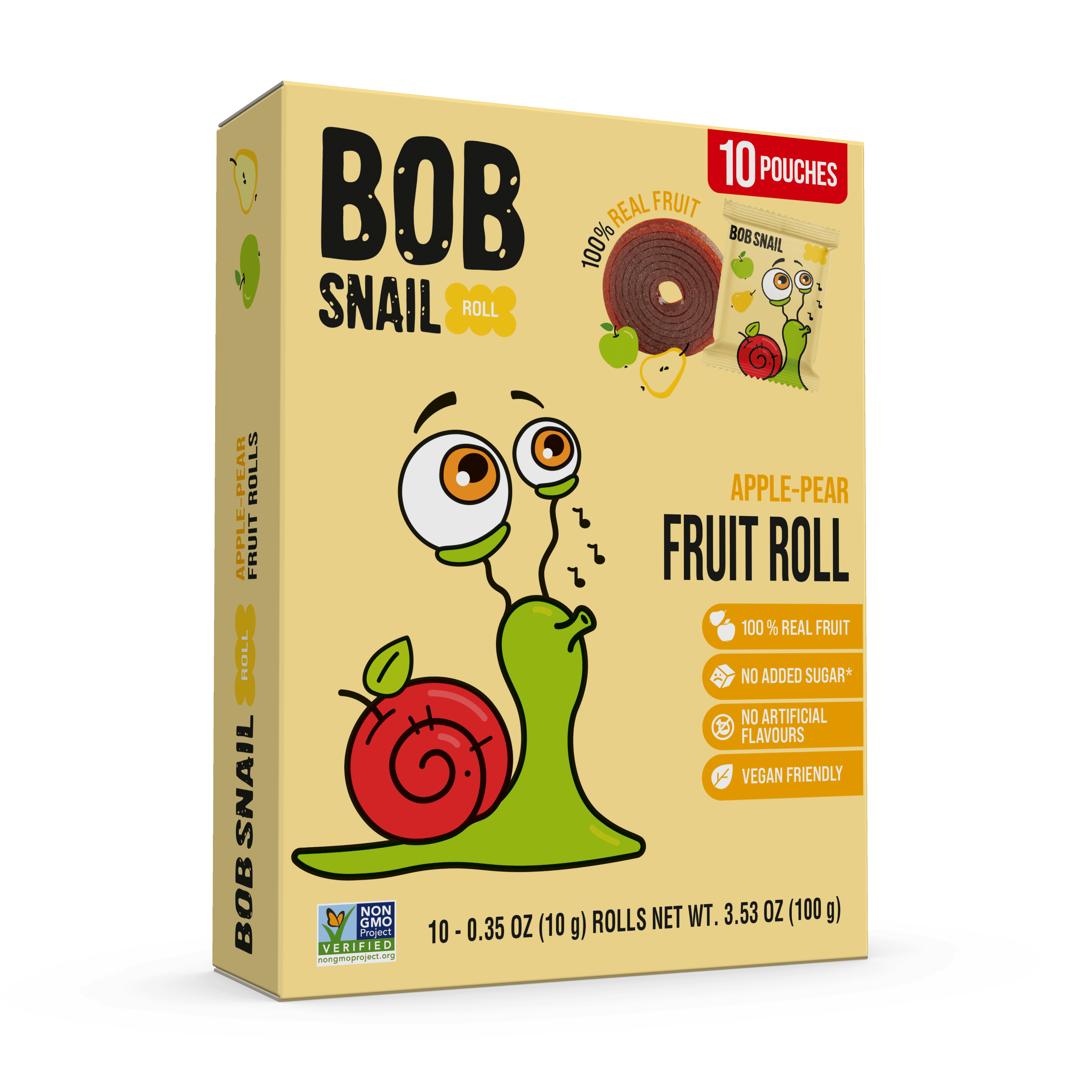 Bob Snail Apple Pear Fruit Rolls, 10 Roll Pack, 5 Packs Included (50 ...
