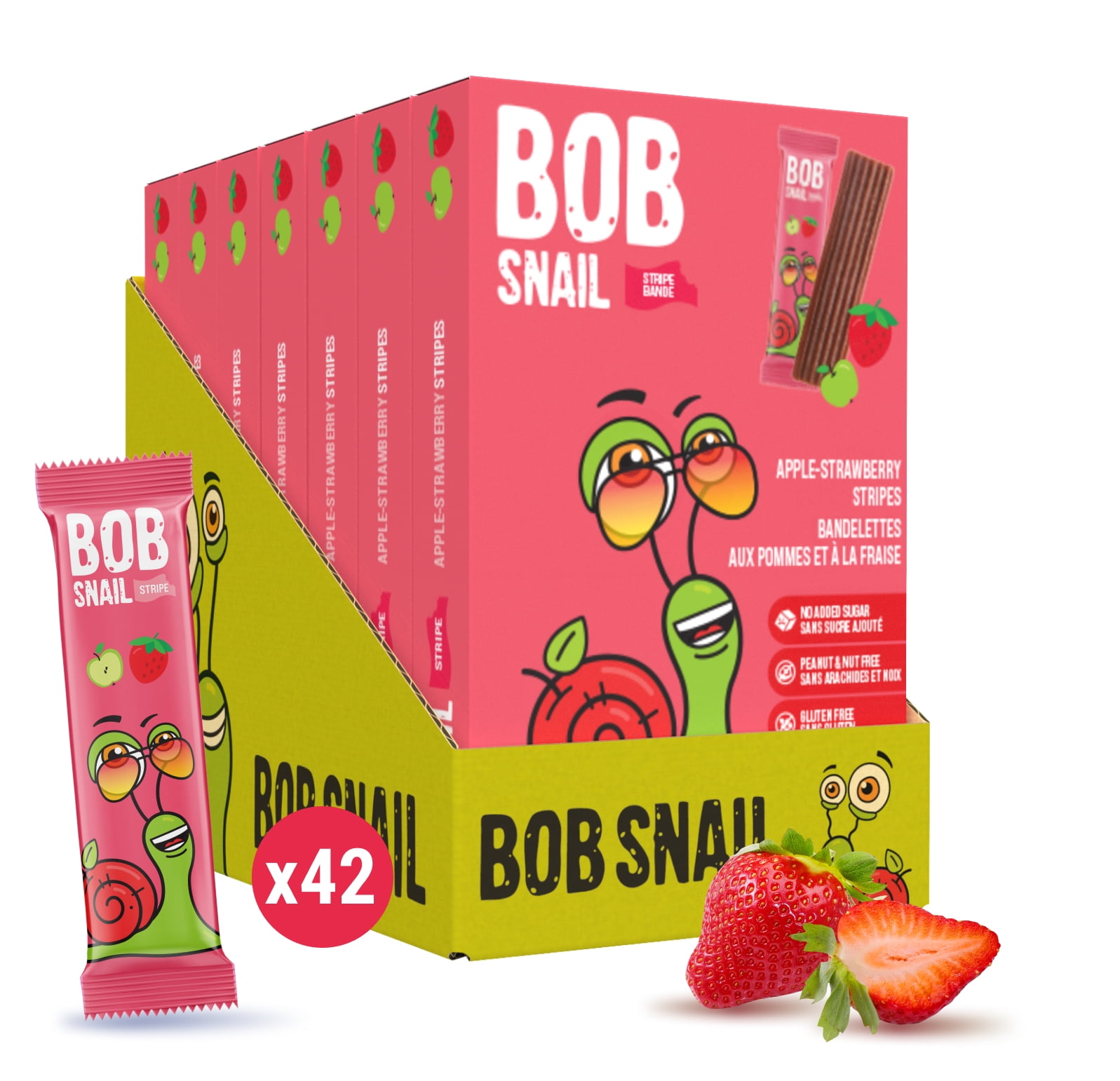 Bob Snail Fruit Stripe, Apple-Strawberry, 6 Stripes, 0.49 oz (14 g ...