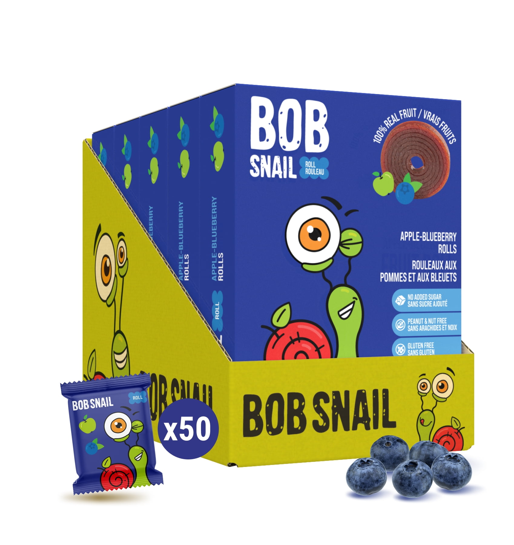 Bob Snail Fruit Roll, Apple-Blueberry, 10 Pouches, 0.35 oz (10 g) Each ...