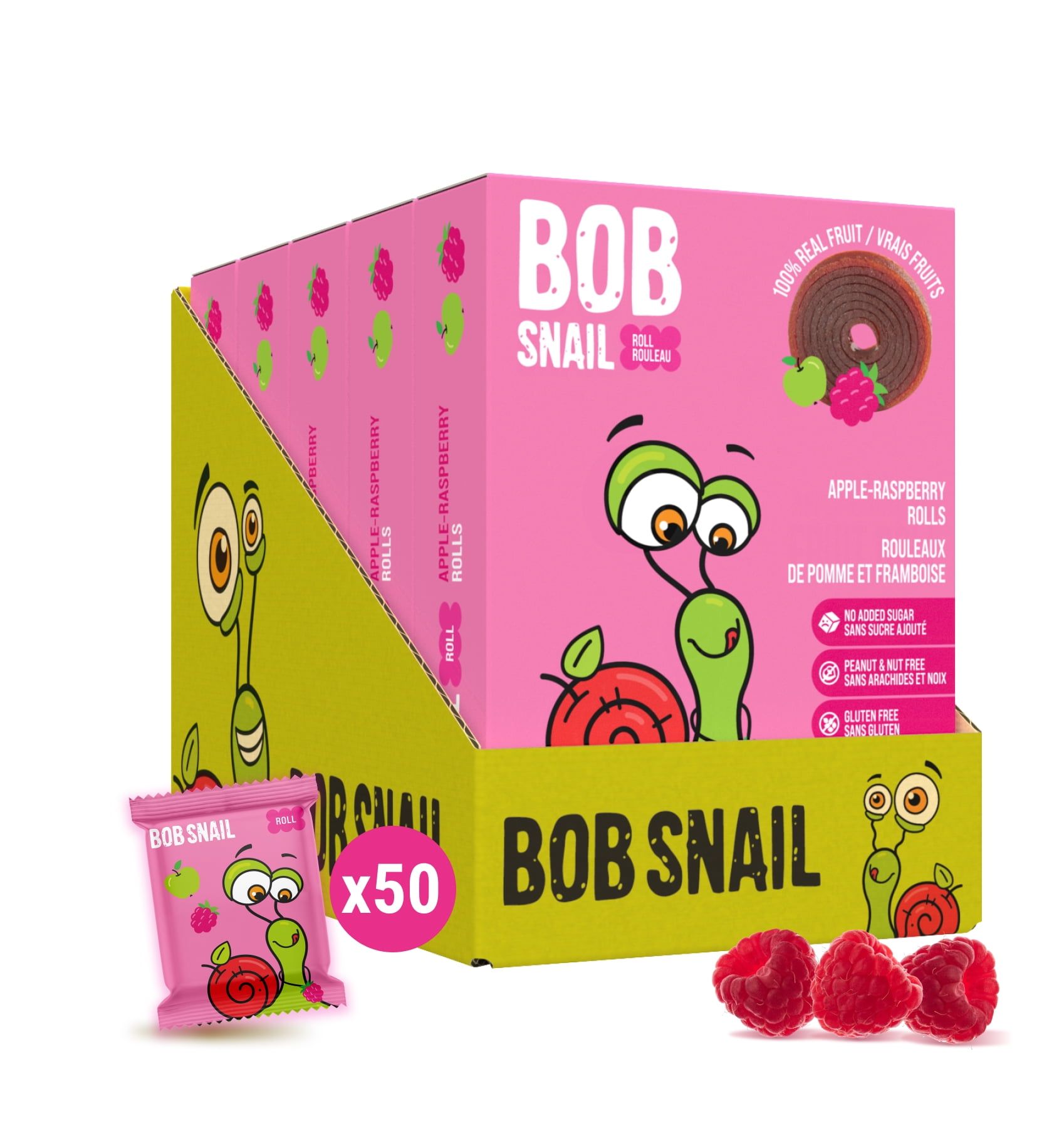 Bob Snail Fruit Roll, Apple-Raspberry, 10 Pouches, 0.35 oz (10 g) Each ...