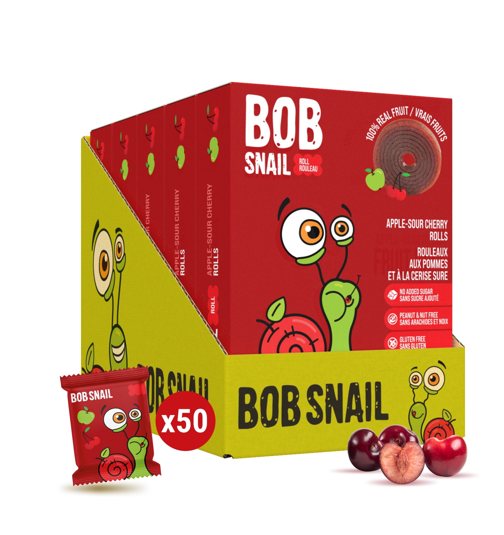 Bob Snail Fruit Rolls, Apple-Sour Cherry, 10 Pouches, 0.35 oz (10 g ...